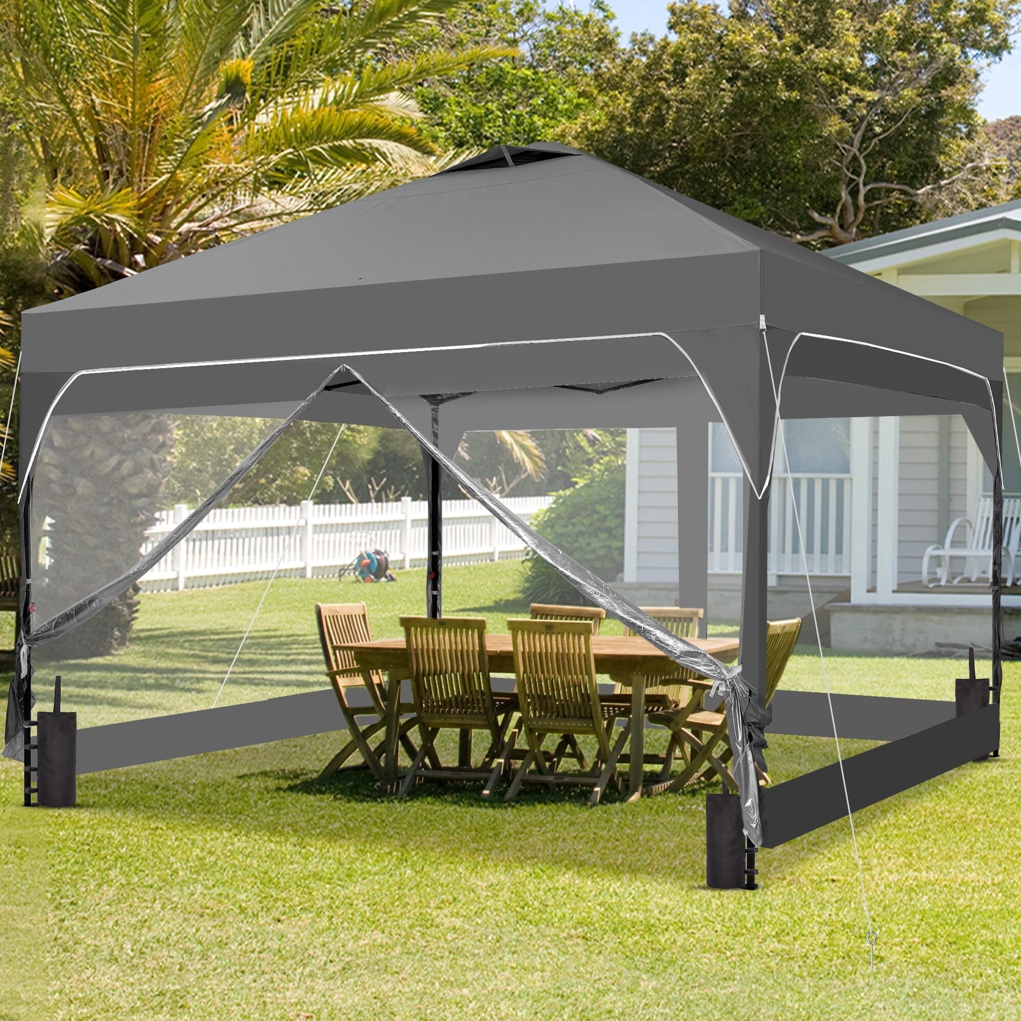 Ainfox 12x12 Ft One-Push Pop up Canopy Tents with Transparent PVC ...