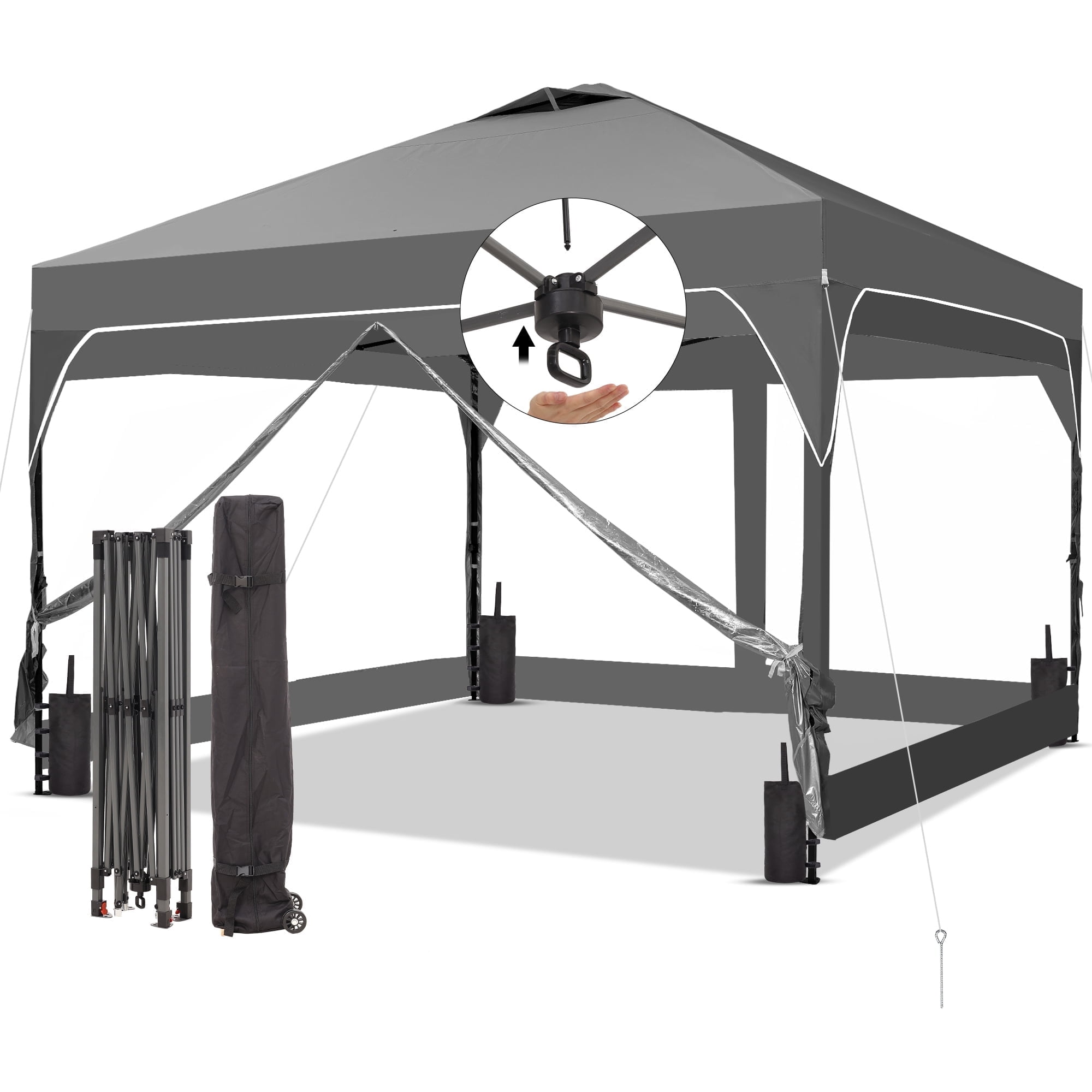 Ainfox 12x12 One-Push Pop up Canopy Tent with Transparent PVC Sidewalls ...