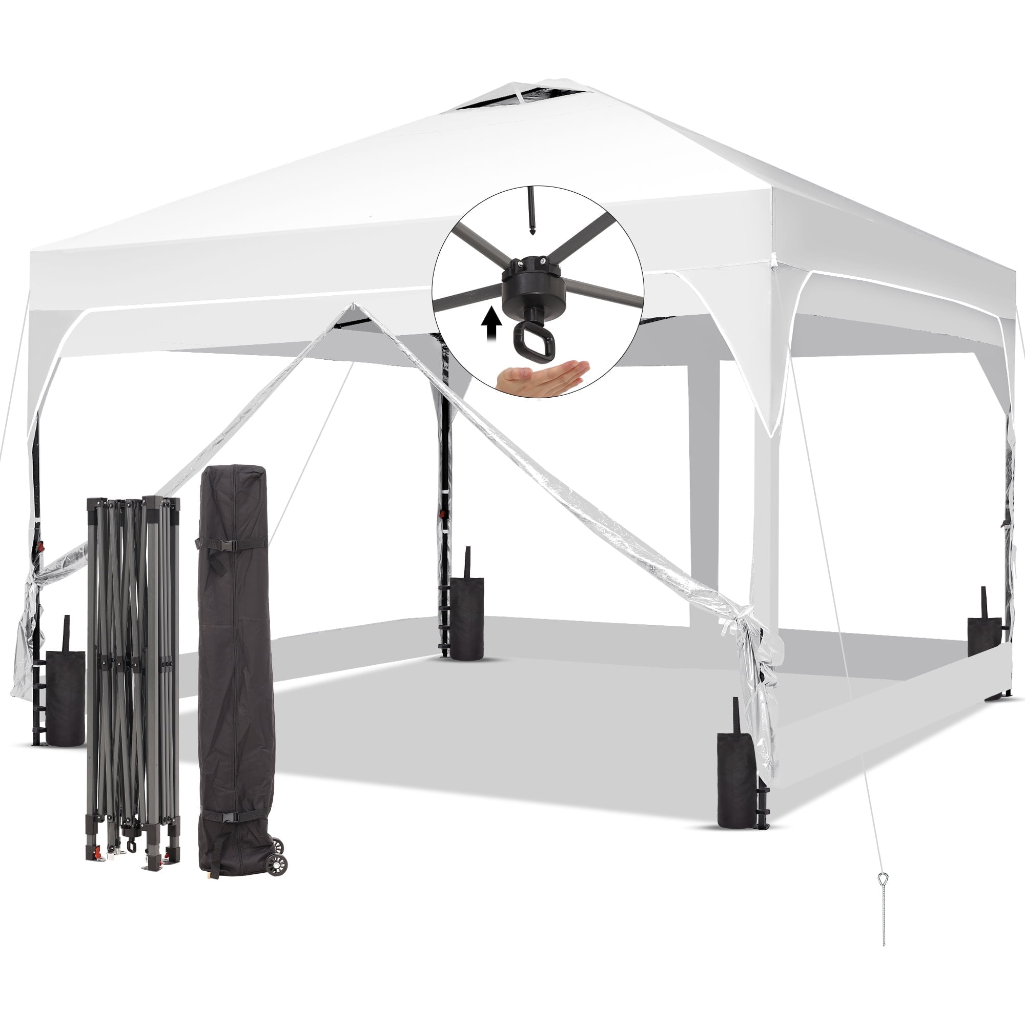 Ainfox 12x12 One-Push Pop up Canopy Tent with Transparent PVC Sidewalls ...