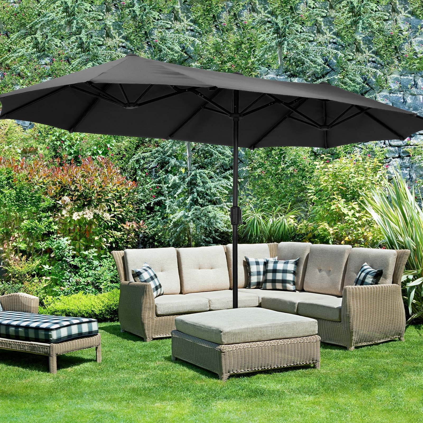 Ainfox 13ft Large Patio Umbrella,Outdoor Double-Sided Rectangle Market ...