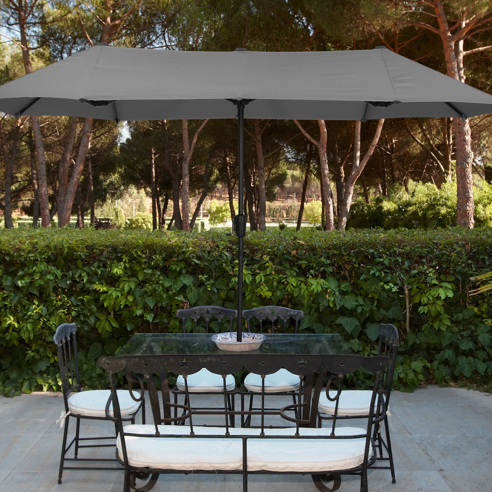 Ainfox 13ft Large Patio Umbrella, Outdoor Double-Sided Rectangle Market ...