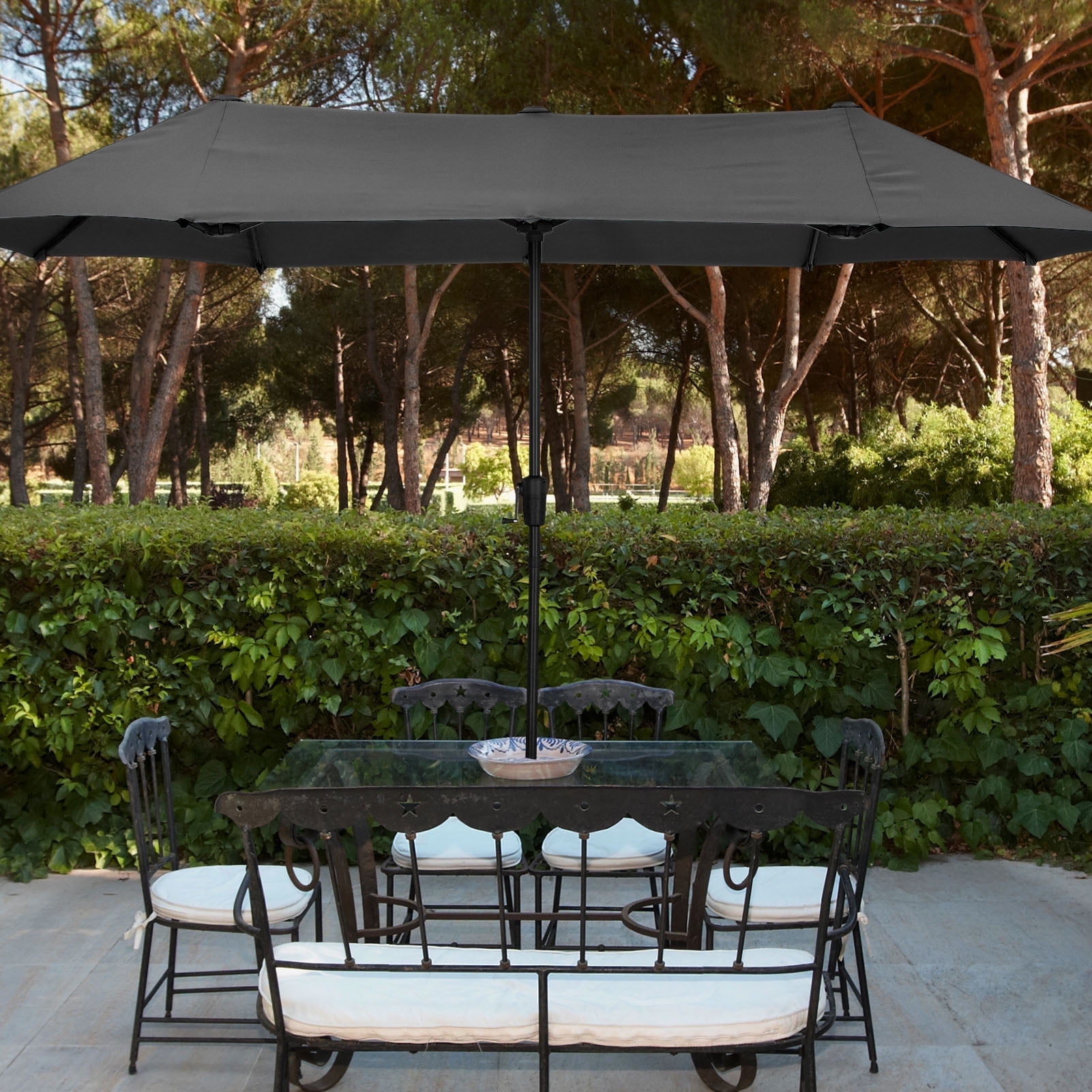 Ainfox 13ft Large Patio Umbrella Outdoor Double-Sided Rectangle Market ...