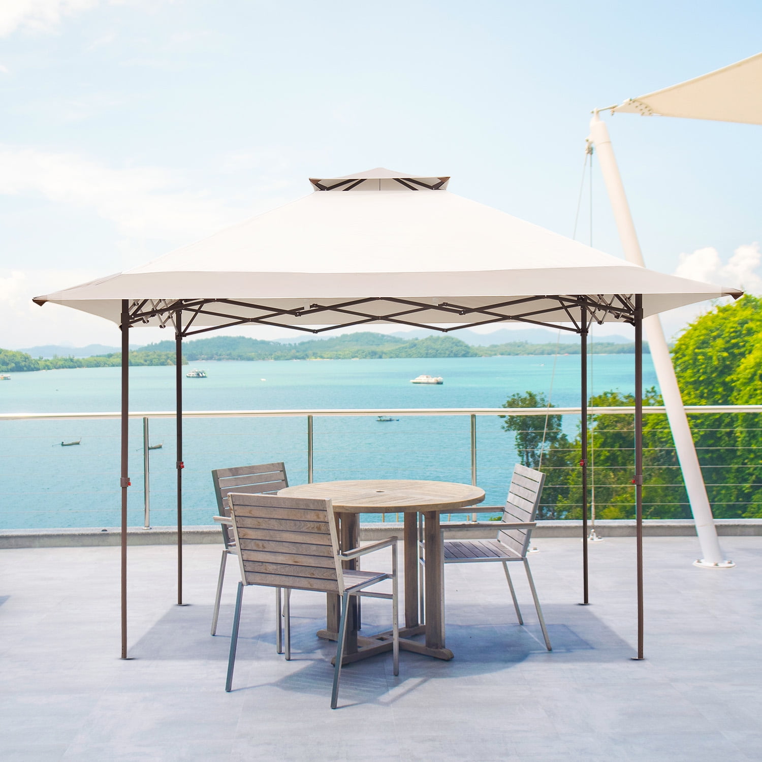 Ainfox 13x13 Ft 2-Tier Pop Up Canopy Tent, Instant Canopy Shelter with ...