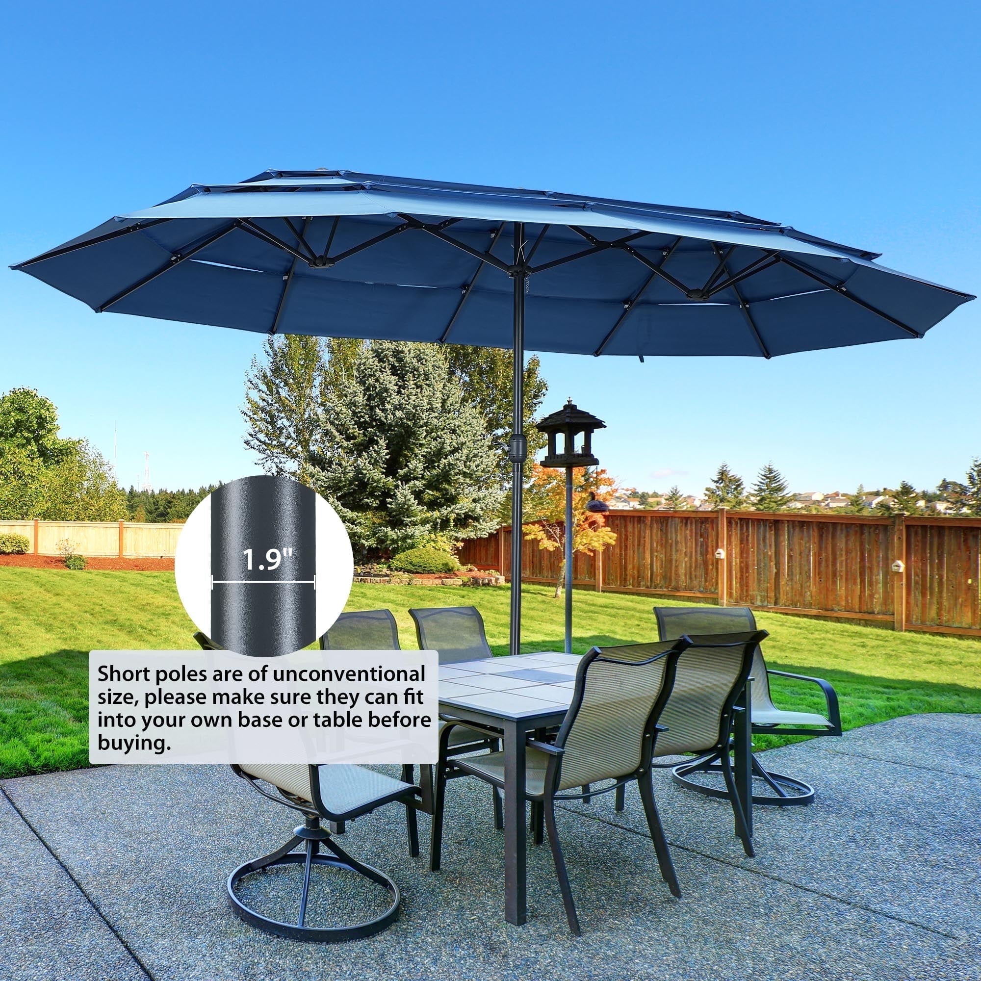 Ainfox 15ft Large Patio Umbrella, 3-Tiers Outdoor Double-Sided ...