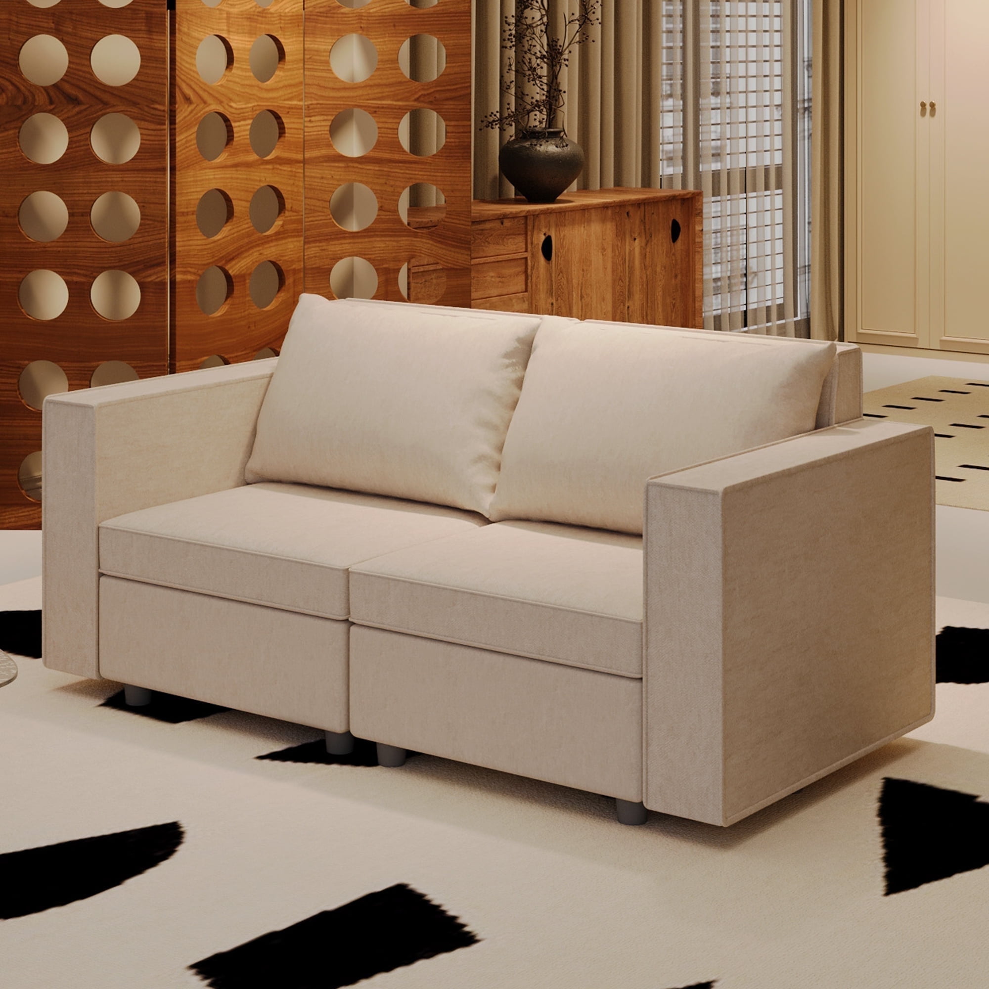 Ainfox 2 Seater Modular Sectional Couch for Living Room, Convertible ...