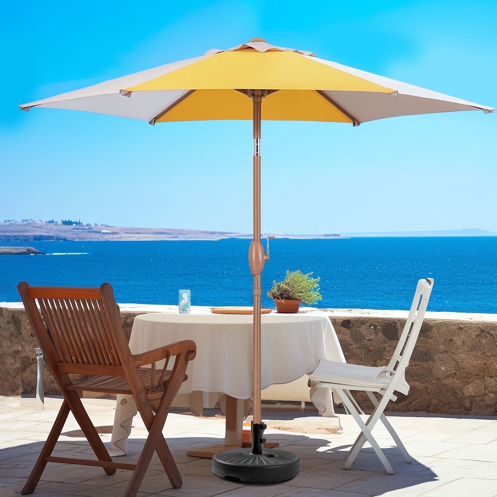 Ainfox 7.5ft Patio Umbrella,Outdoor Beach Portable Table Market ...