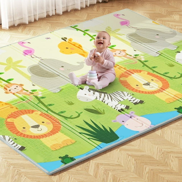 Ainfox 79"X59" Foldable Baby Play Mat, Non-Toxic Reversible Foam ...