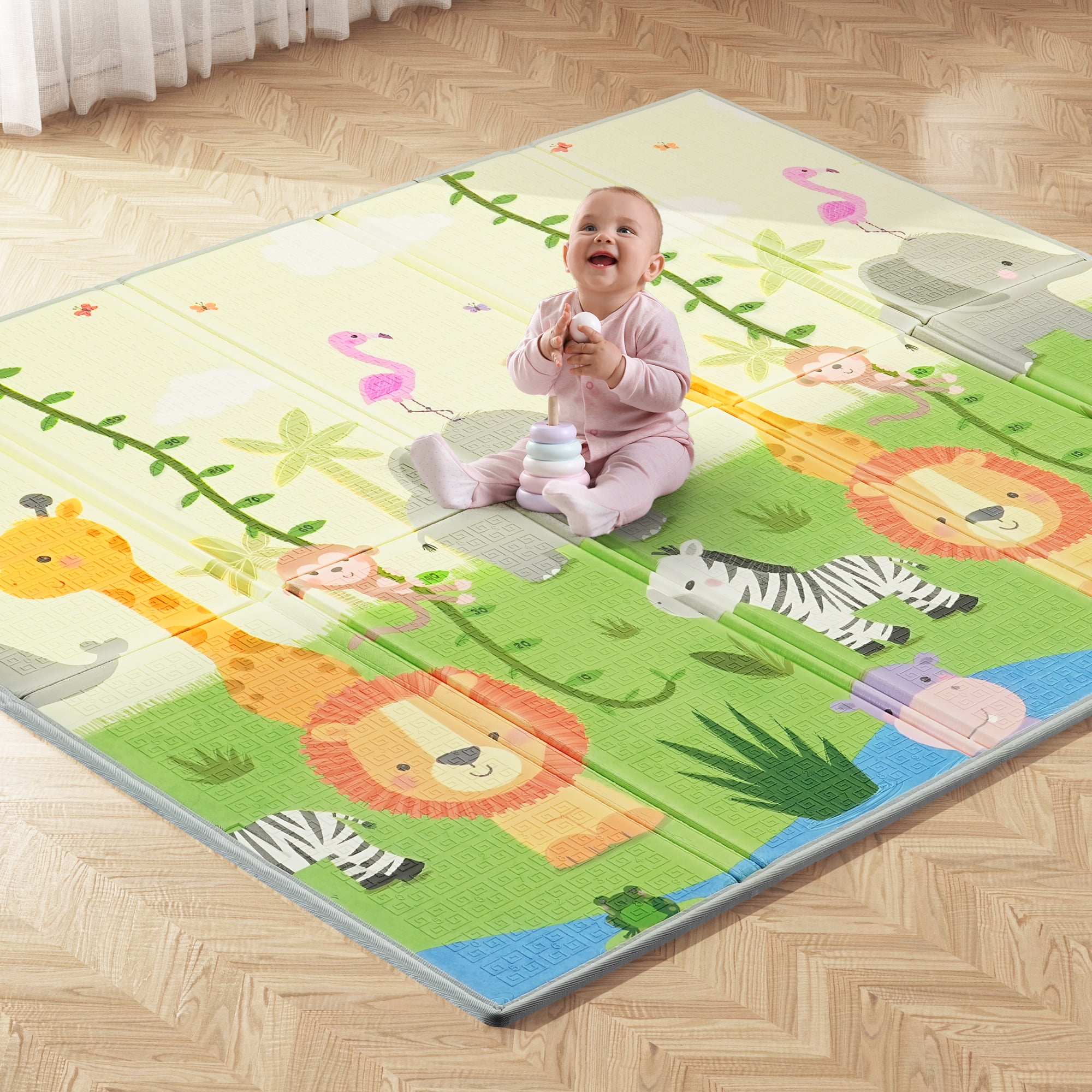 Ainfox 79"X71" Foldable Baby Play Mat, Non-Toxic Reversible Foam ...