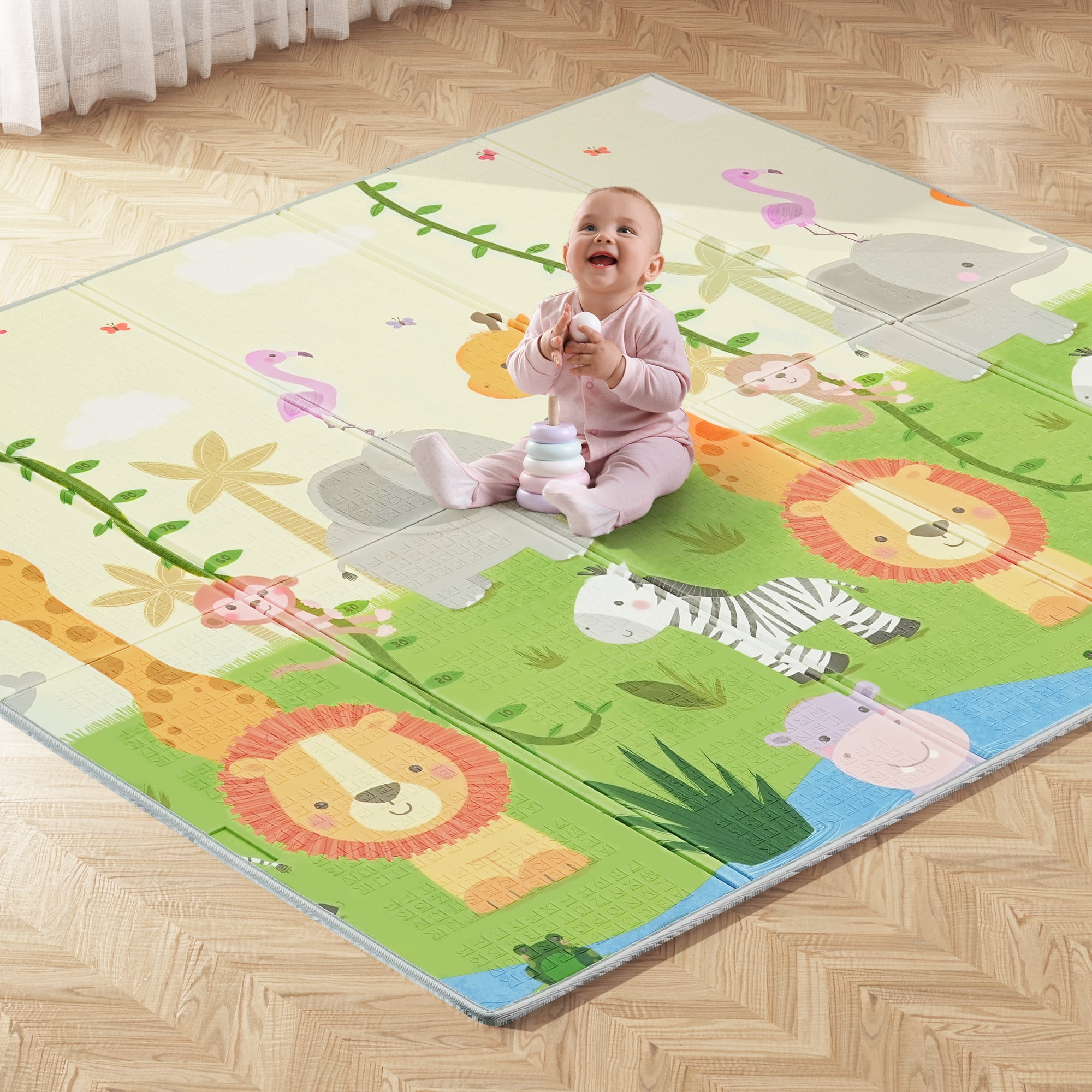 Ainfox 79"X71" Foldable Baby Play Mat, Non-Toxic Reversible Foam ...