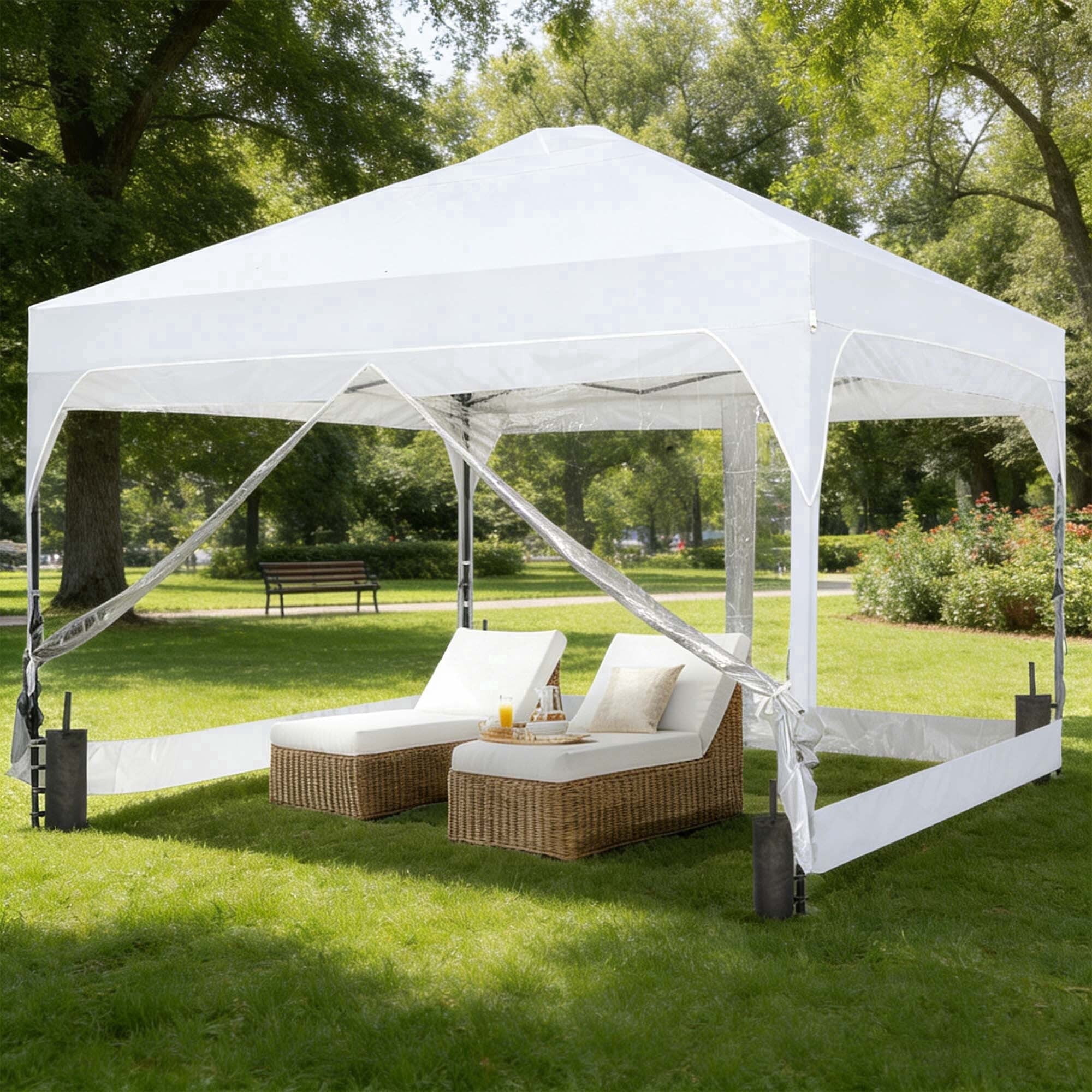 Ainfox 8x8 Ft One-Push Pop up Canopy Tents with Transparent PVC ...