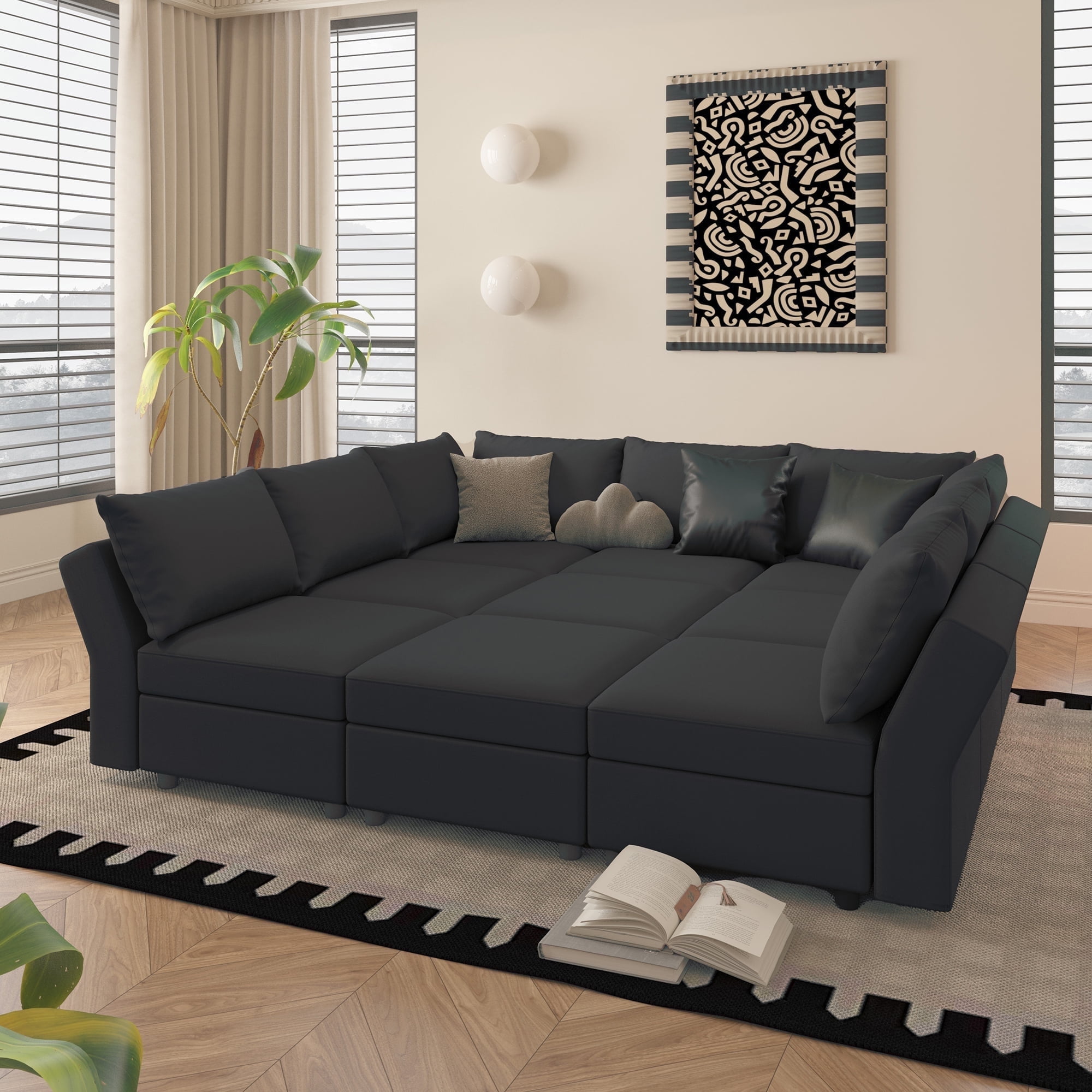 Ainfox 9 Seater Modular Sectional Couch for Living Room, Convertible ...