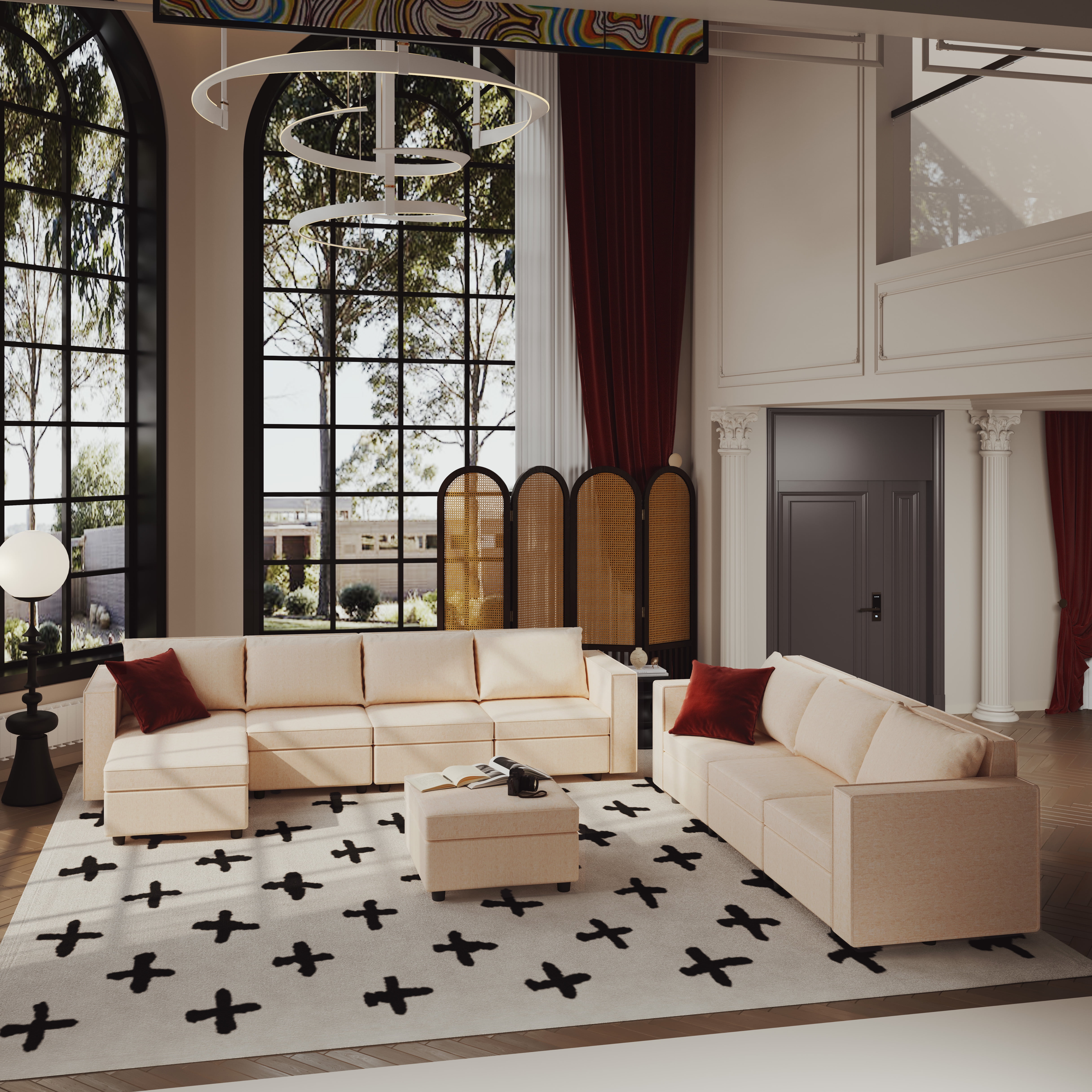 Ainfox 9 Seater Modular Sectional Sofa for Living Room, Convertible ...
