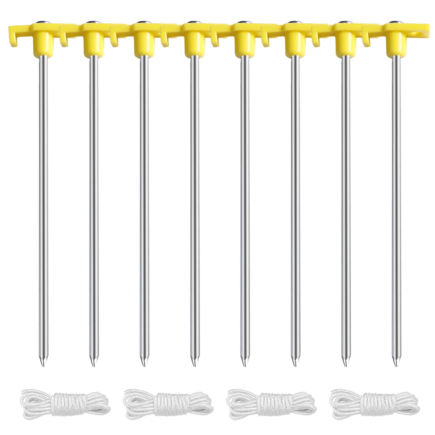 Ainfox Heavy Duty Tent Stakes - 8 Pack with 4 Ropes, Windproof ...