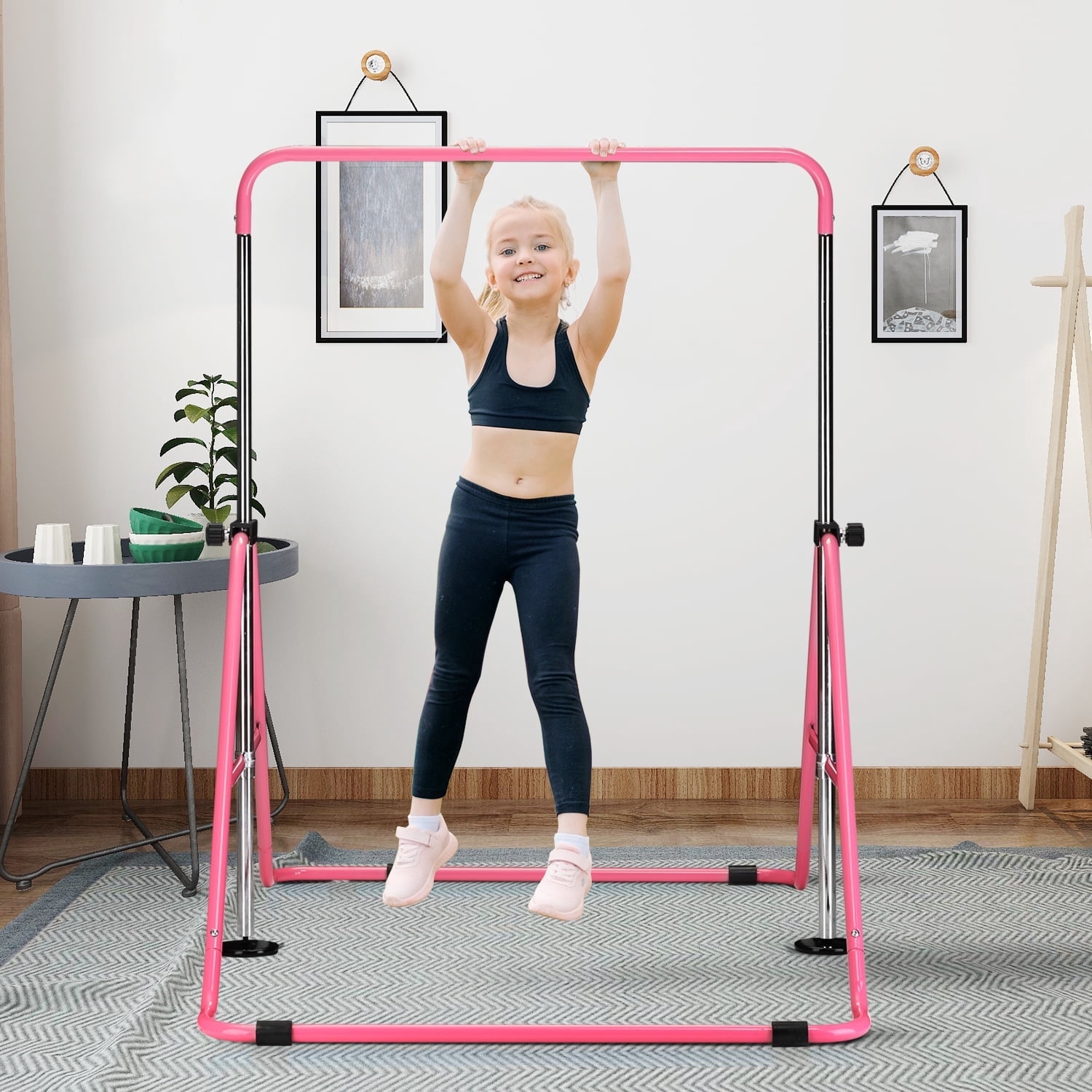 Ainfox Foldable Indoor Kids Gymnastics Bars, Expandable Horizontal ...