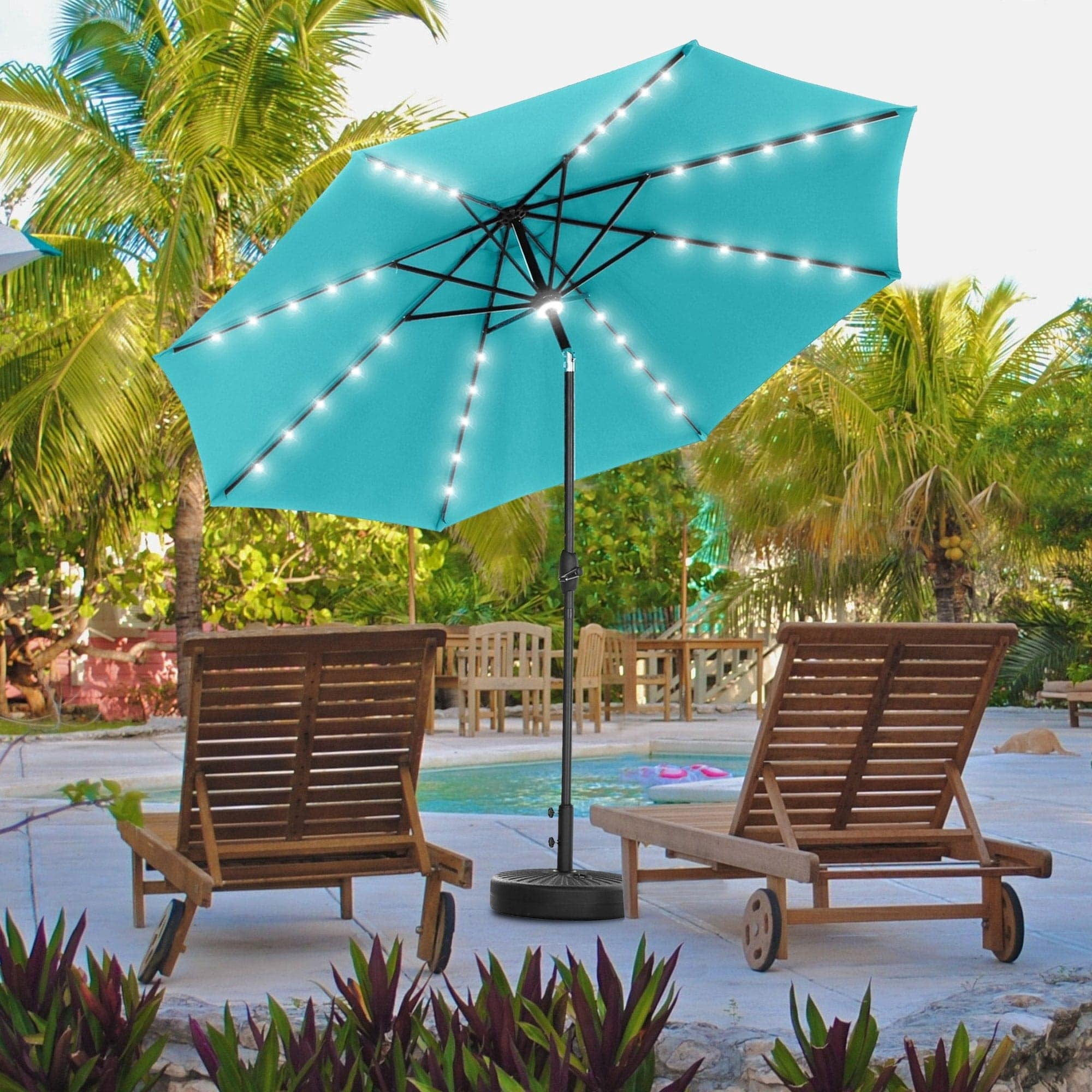 Ainfox LLC Ainfox 10ft Patio Umbrella with Lights Outdoor Solar ...