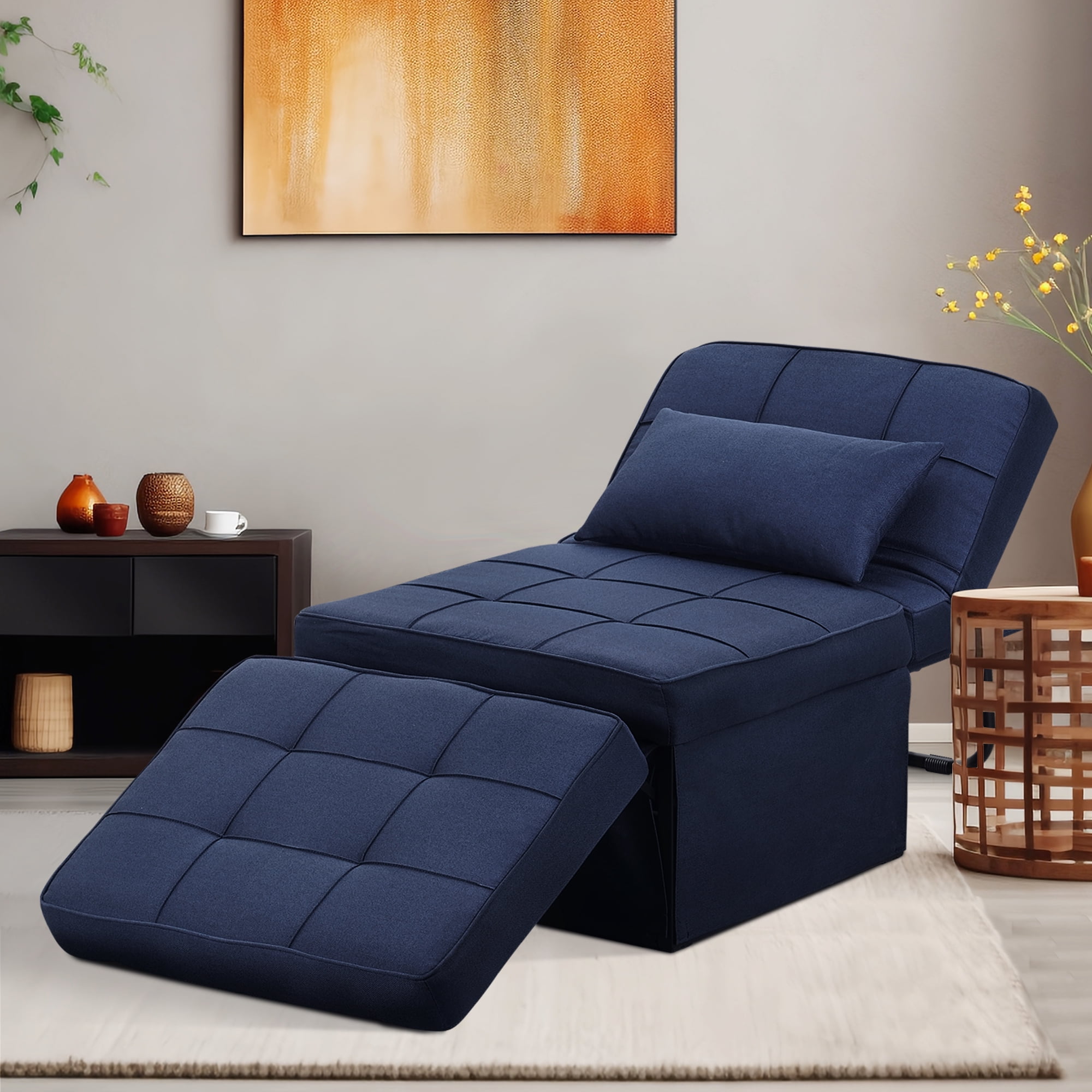 Ainfox 4in1 Convertible Ottoman Chair, Linen Sofa Futon Bed, 74''L x 29 ...