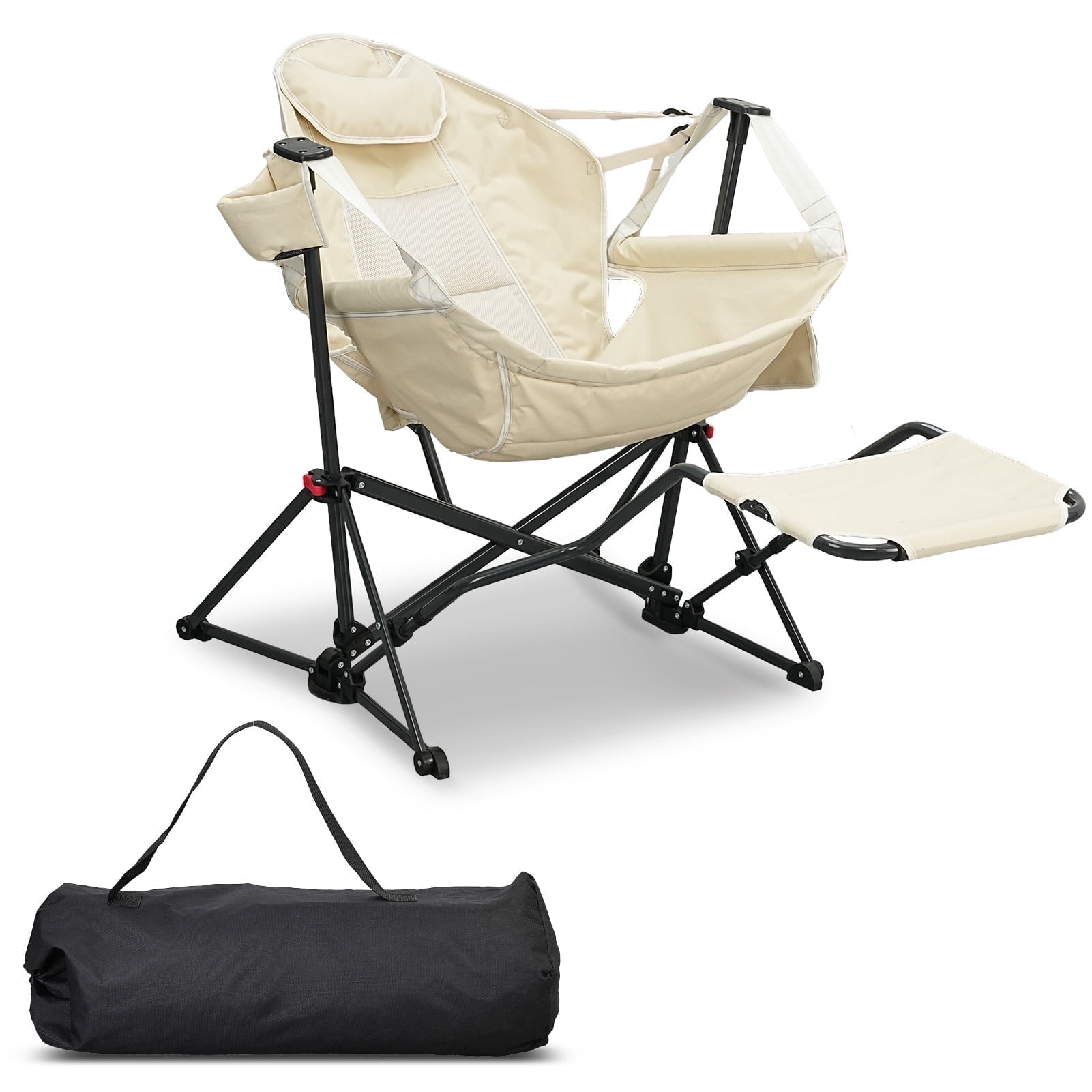 Ainfox Foldable Portable Rocking Camping Chairs with Footrest, Cup ...