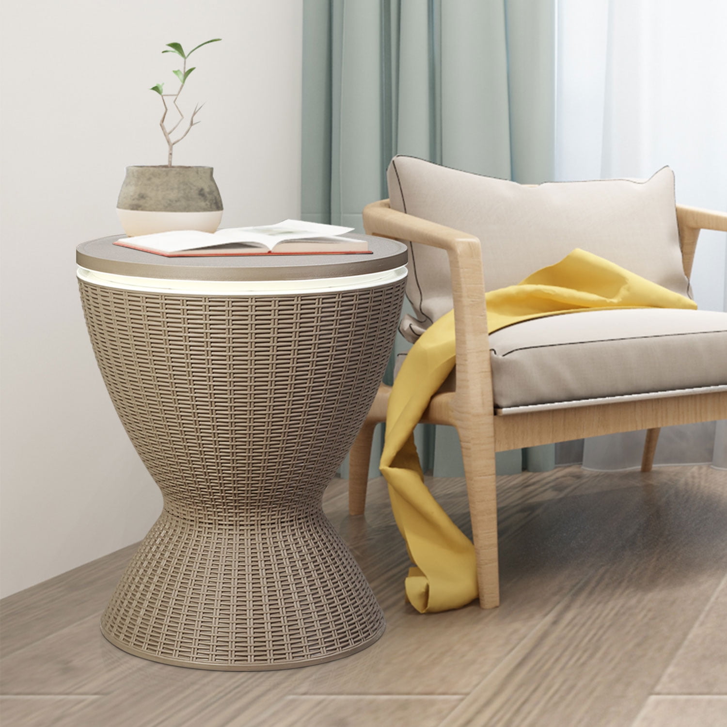 Ainfox Patio Ice Cooler Bucket Cool Bar Side Table with 30L Ice Bucket ...