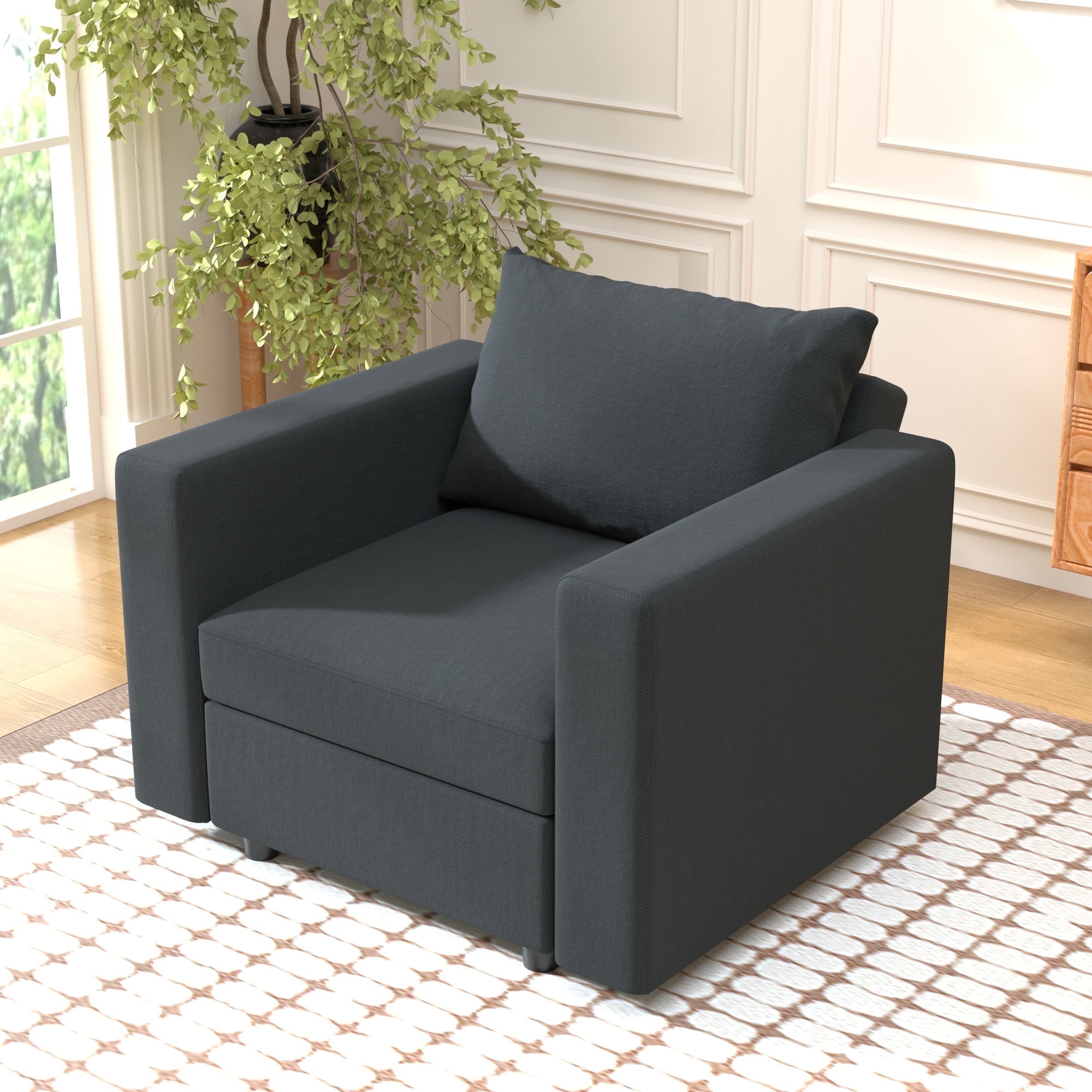 Ainfox Upholsterd Storage Accent Chair For Modular Couch, Reversible ...