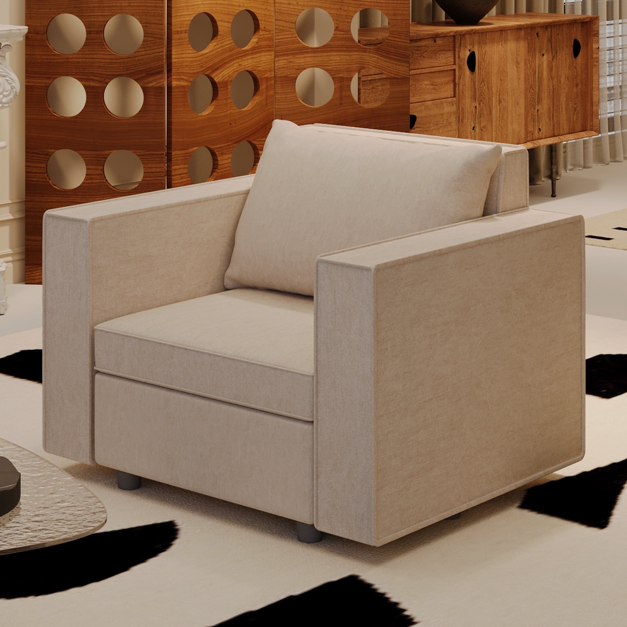 Ainfox Upholsterd Storage Accent Chair Module for Modular Couch ...