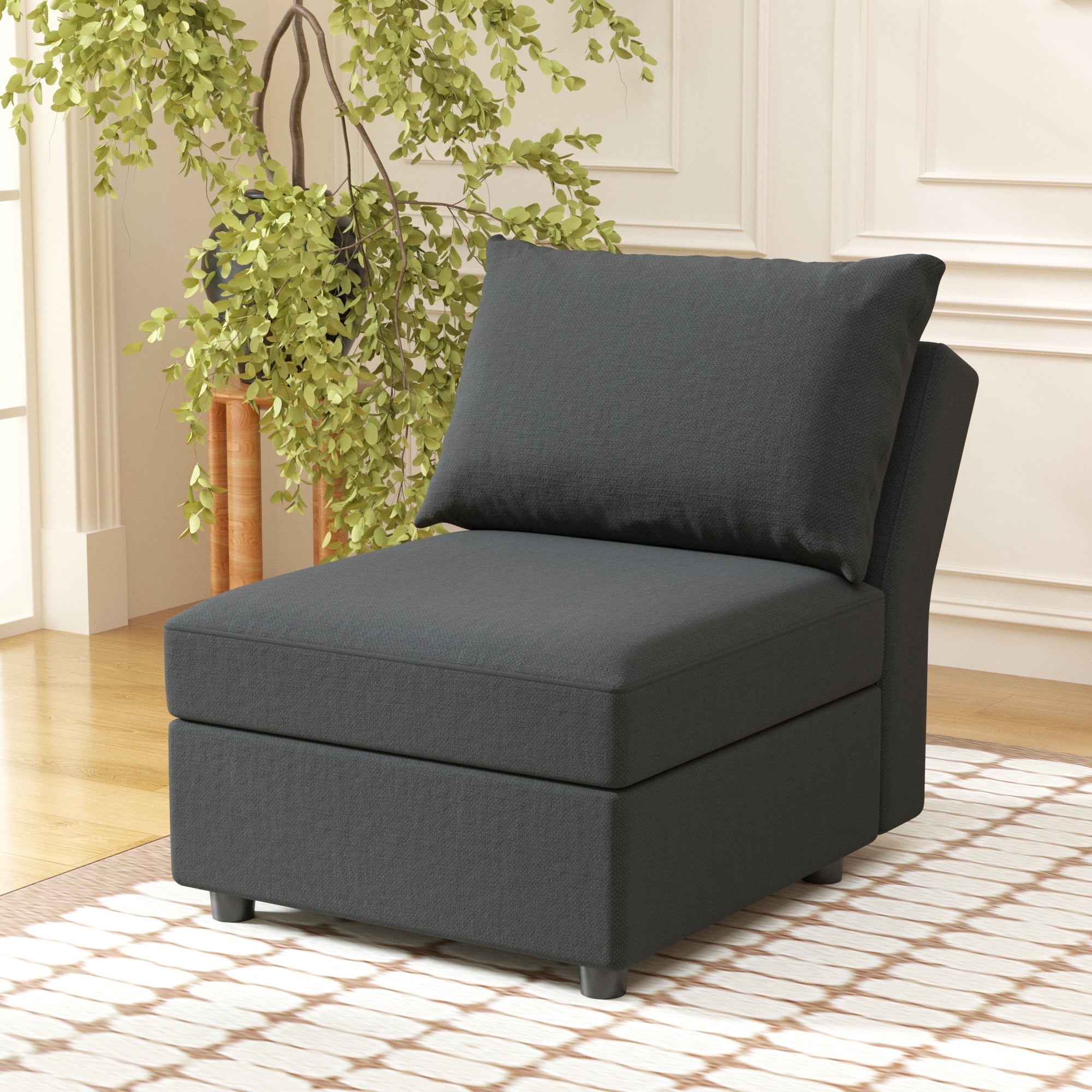 Ainfox Upholsterd Storage Armless Chair Module For Modular Couch ...