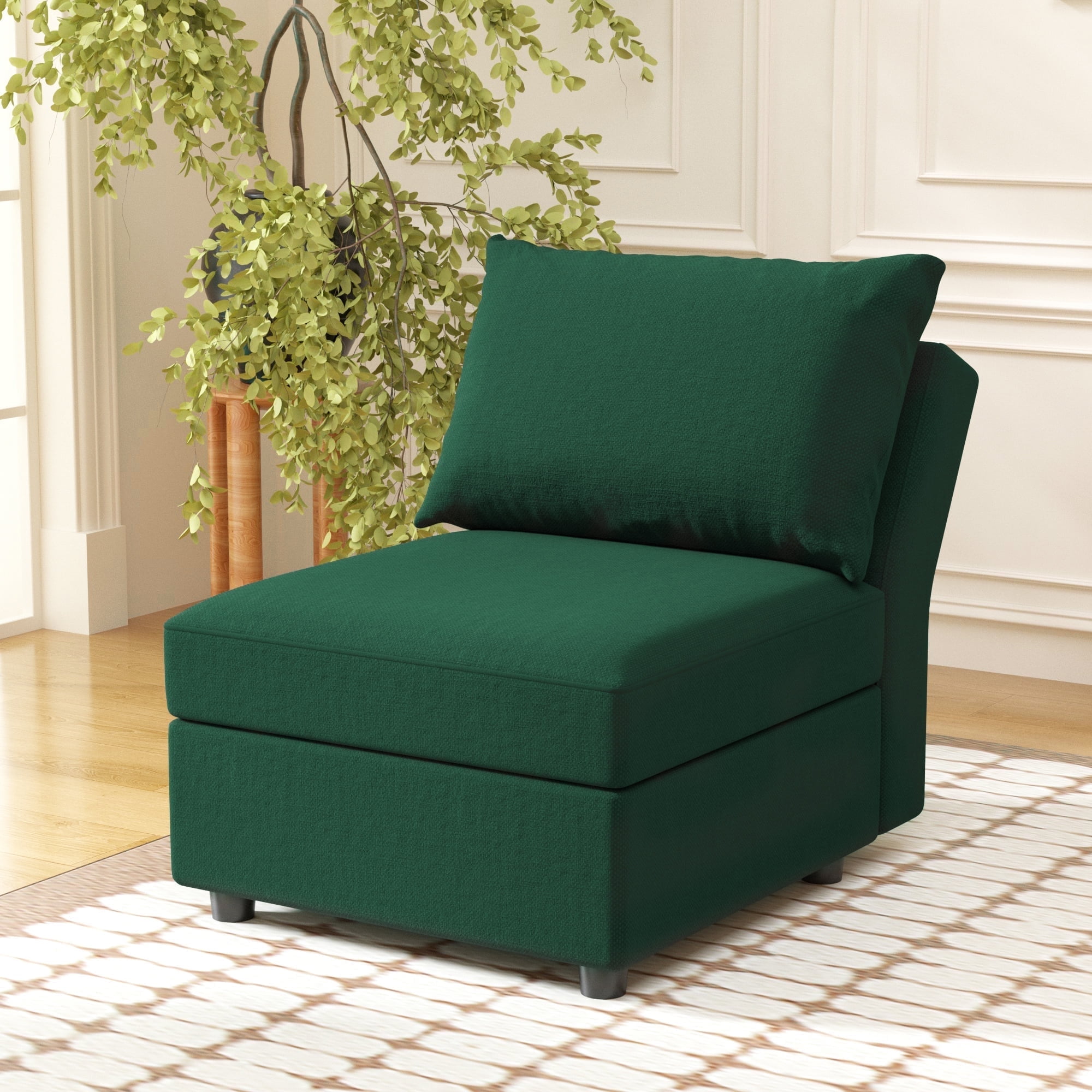 Ainfox Upholsterd Storage Armless Chair Module For Modular Couch ...