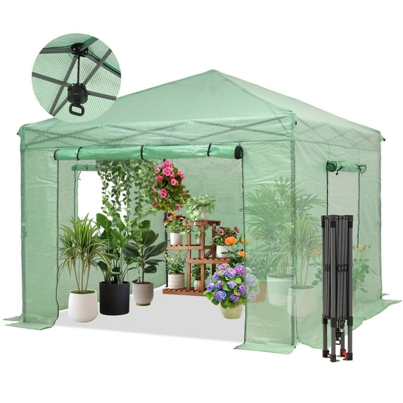 Ainfox Walk-in Greenhouse, Instant Pop Up Green House for Outdoors with ...