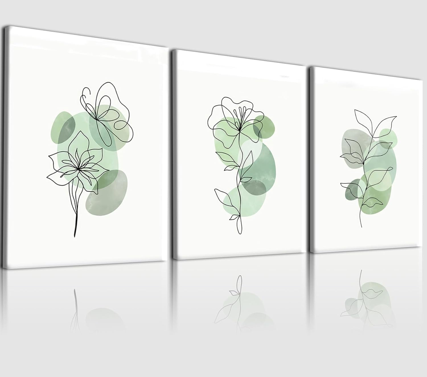 Aingg 4Pcs Floral Wall Art Canvas Prints Minimalist Abstract Line Art ...