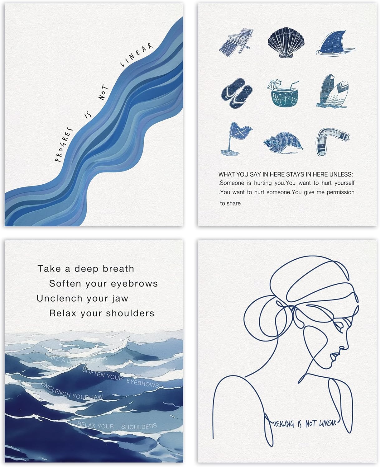 Aingg Mental Health Wall Art Poster Prints for Therapy Counselor Office ...