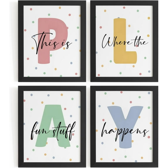 Aingg Playroom Decor, Colorful Kids Nursery Toddler Room Wall Art ...