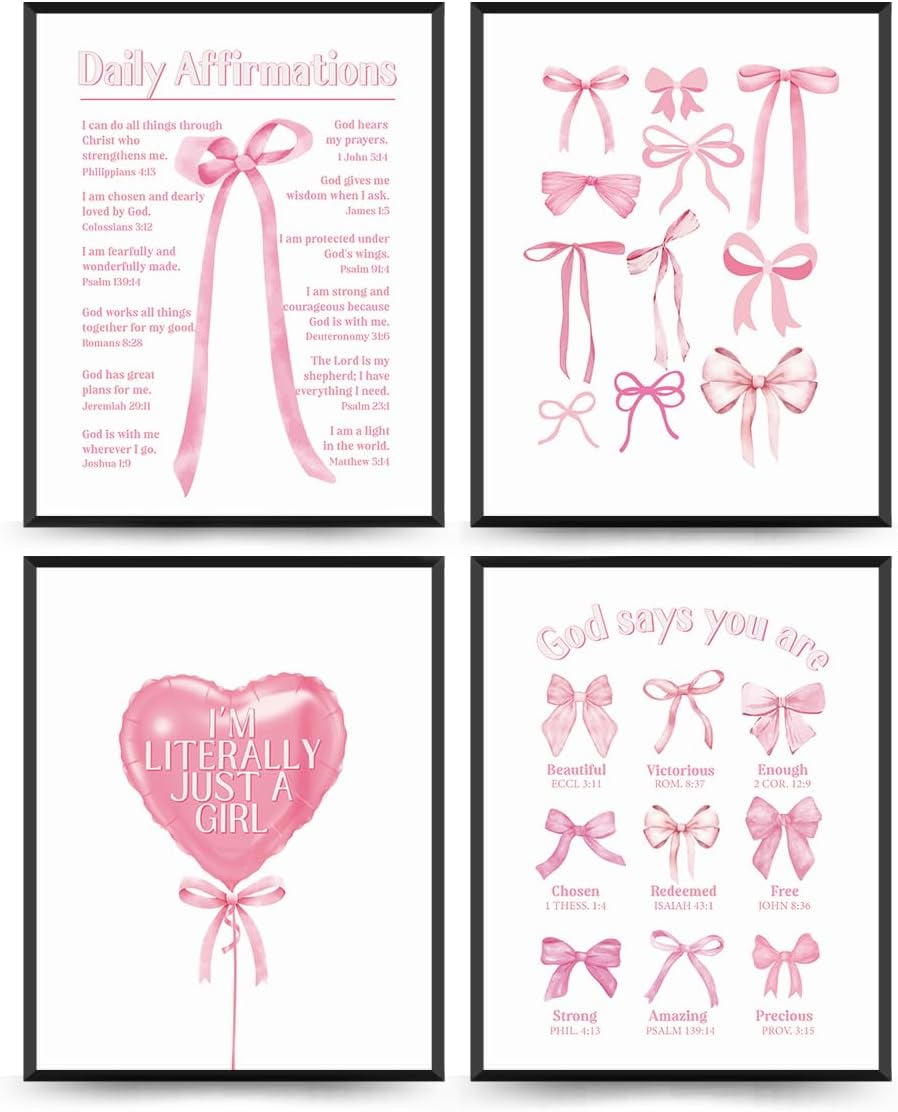 Aingg Preppy Coquette Room Decor, Dorm Pink Bow Wall Decor for Teen ...