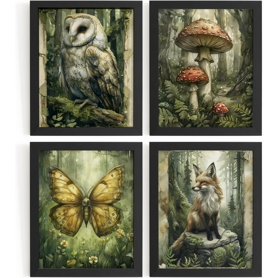 Aingg Vintage Fall Squirrel Pumpkins Wall Art, Thanksgiving Decorations ...