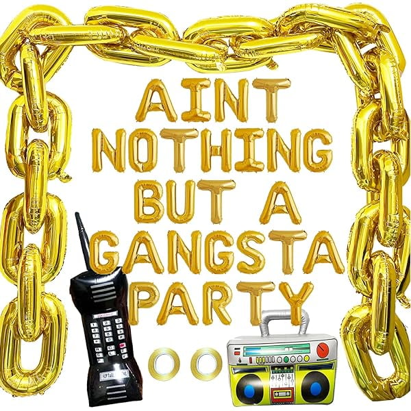 Aint Nothing But A Gangsta Party Balloon Banner Hip Hop Party ...