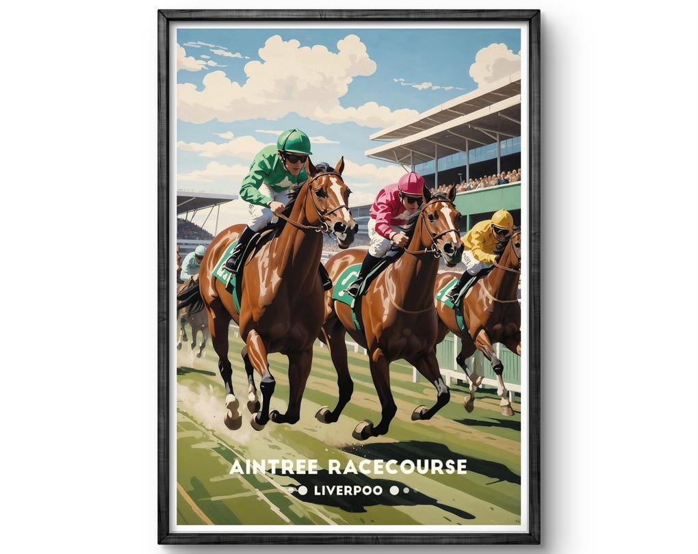Aintree Racecourse Liverpool Vintage Poster - Classic Horse Racing Art ...