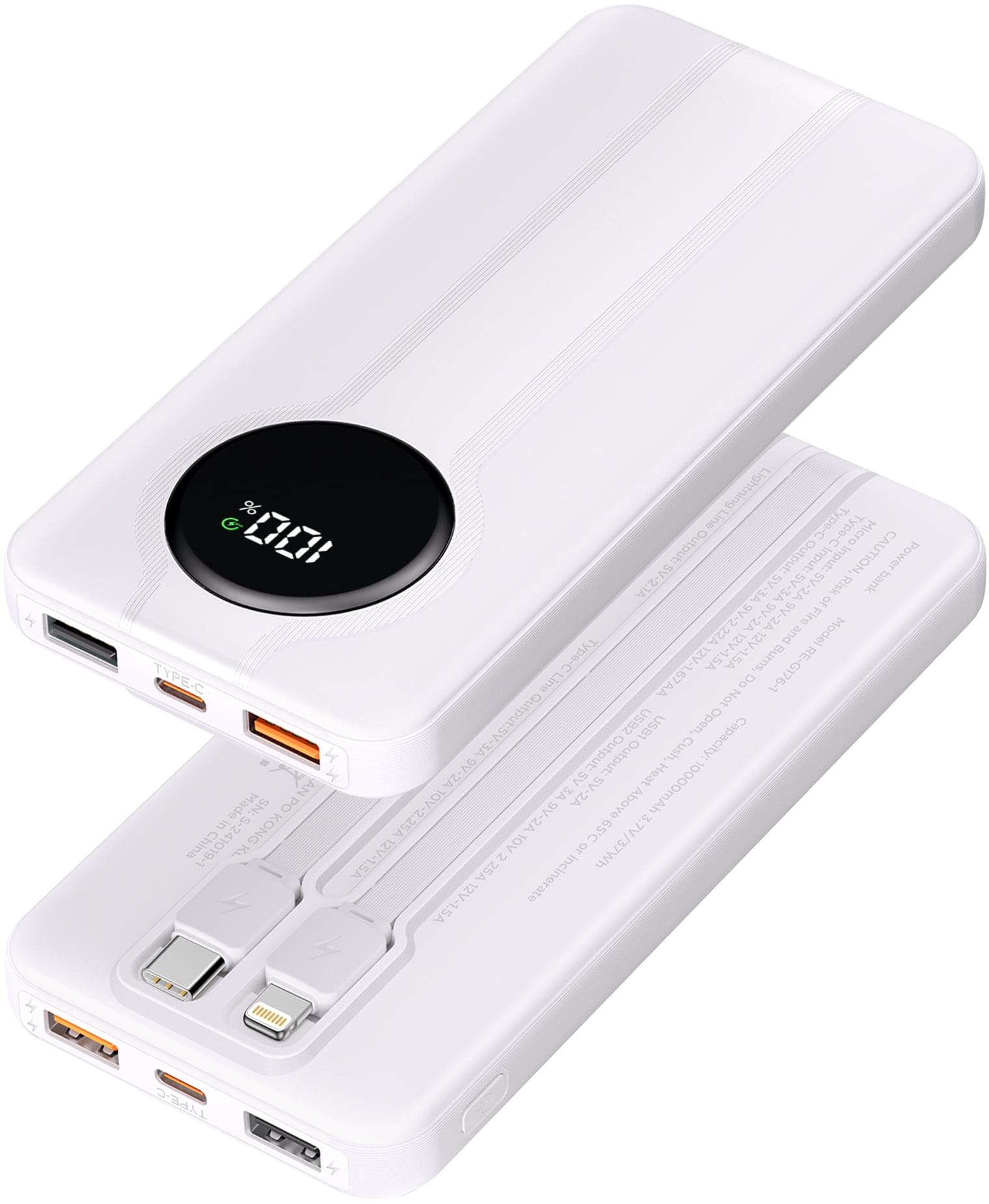 Aioneus 22.5W Power Bank with Built in Cables, Slim Portable Charger ...