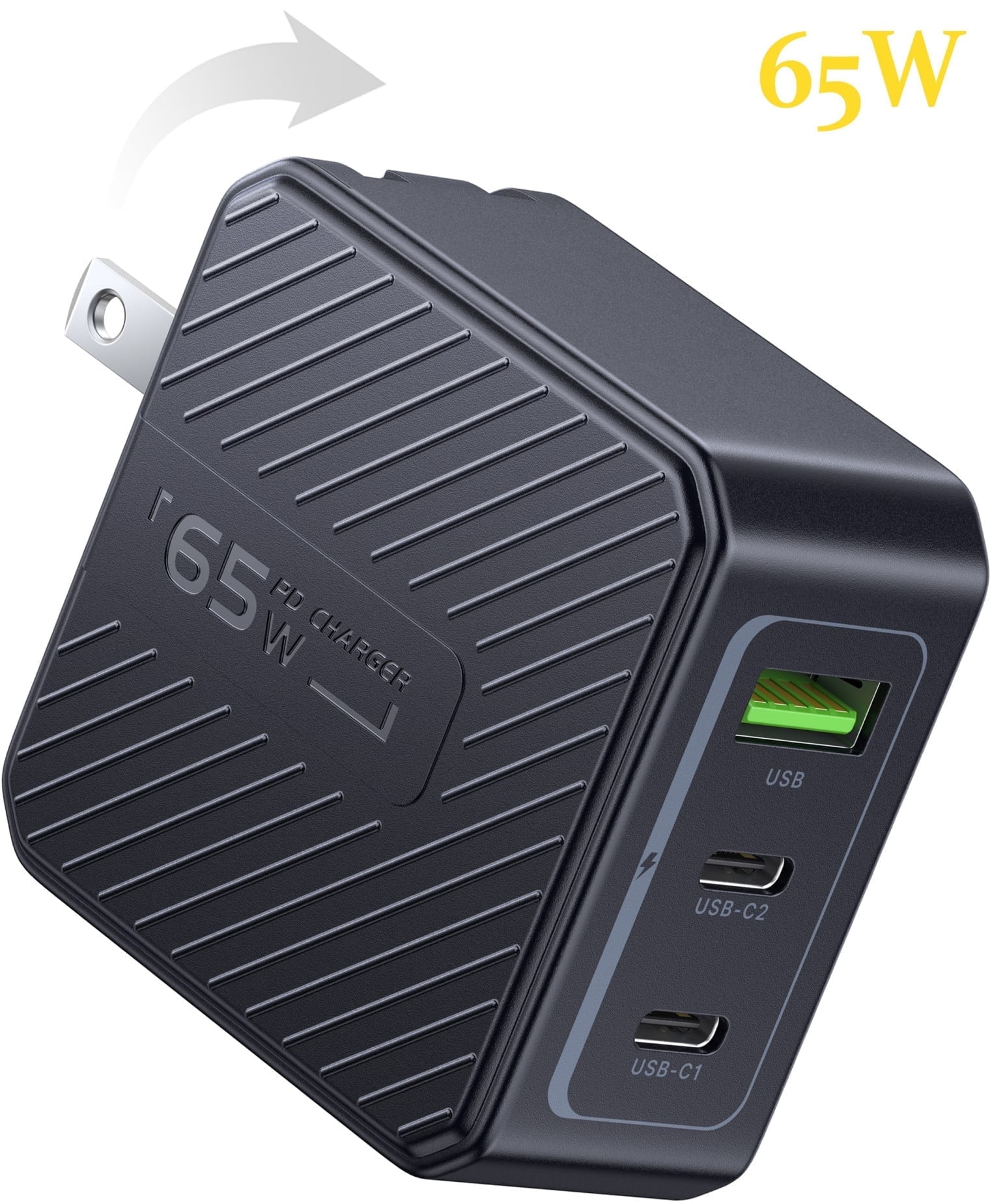 Aioneus 65W USB C Charger 3-Port GaN Wall Charging Block Compatible ...