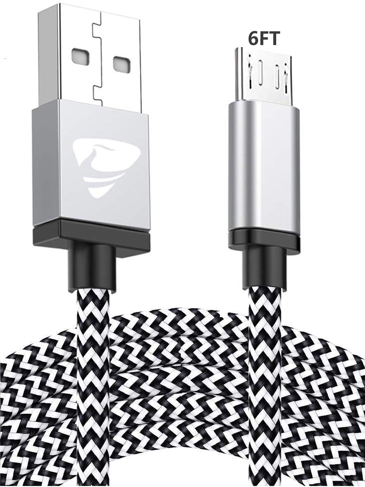 Aioneus 6ft Micro USB Cable, Android Charging Cord Nylon Braided USB ...