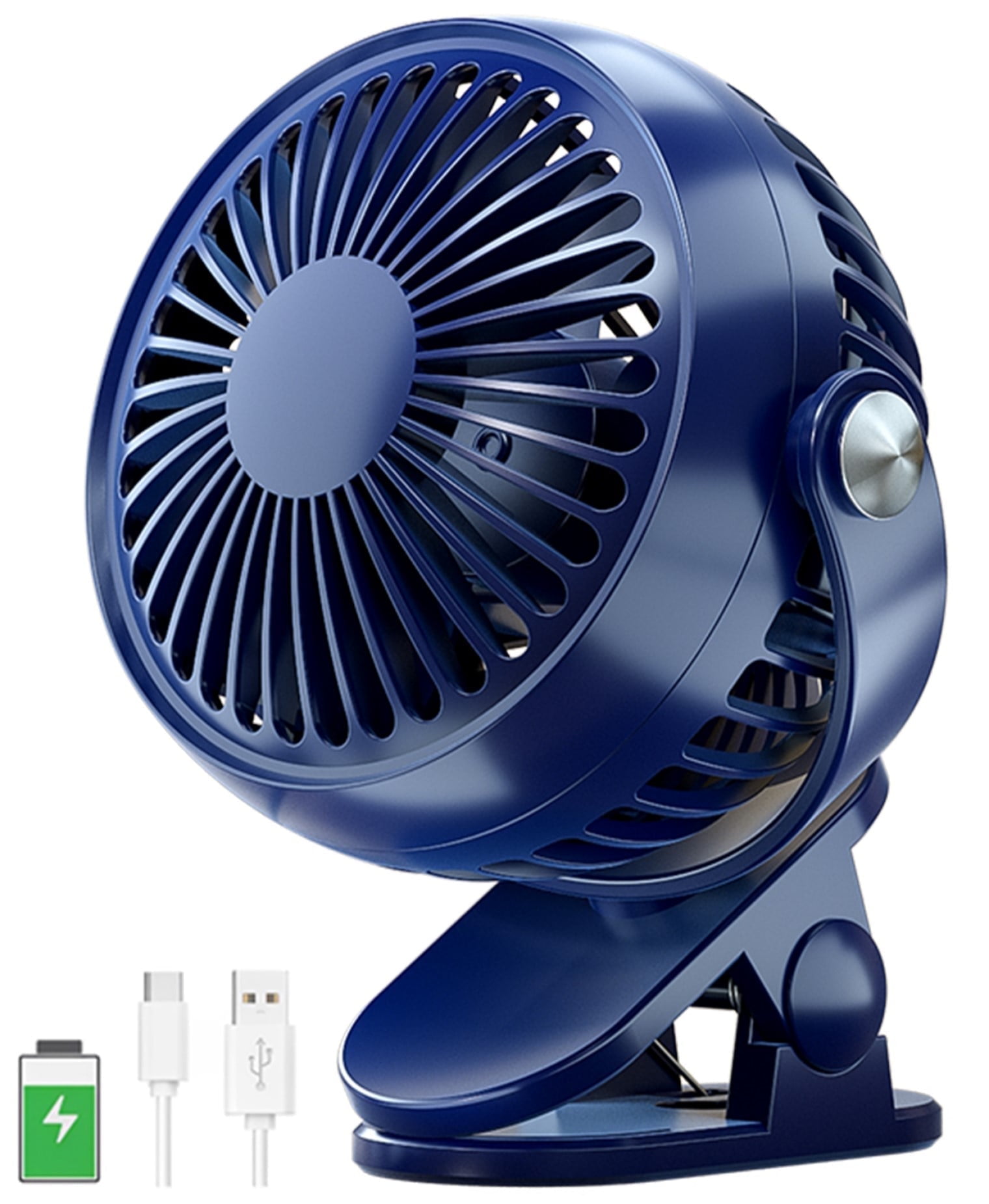 Aioneus Clip On Fan, 5-Speed Battery Operated Mini Desk Fan, 360Â ...