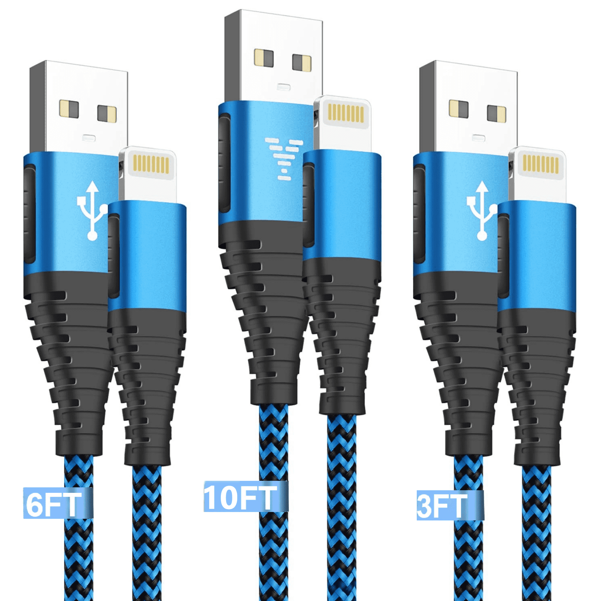 Aioneus Fast Charging Cord, 3Pack EXTRA LONG iPHONE USB Cables (10ft ...