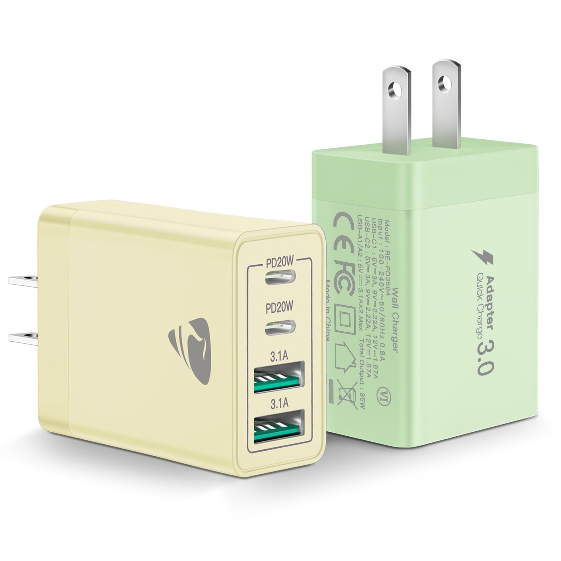 Aioneus USB C Wall Adapter, 40W 4-Port Charger Block, Fast Compact ...