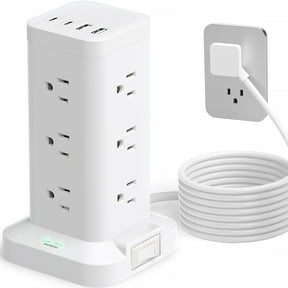 Zapman Triple Plug Outlet Adapter, 15A 125V White Electrical Outlet ...