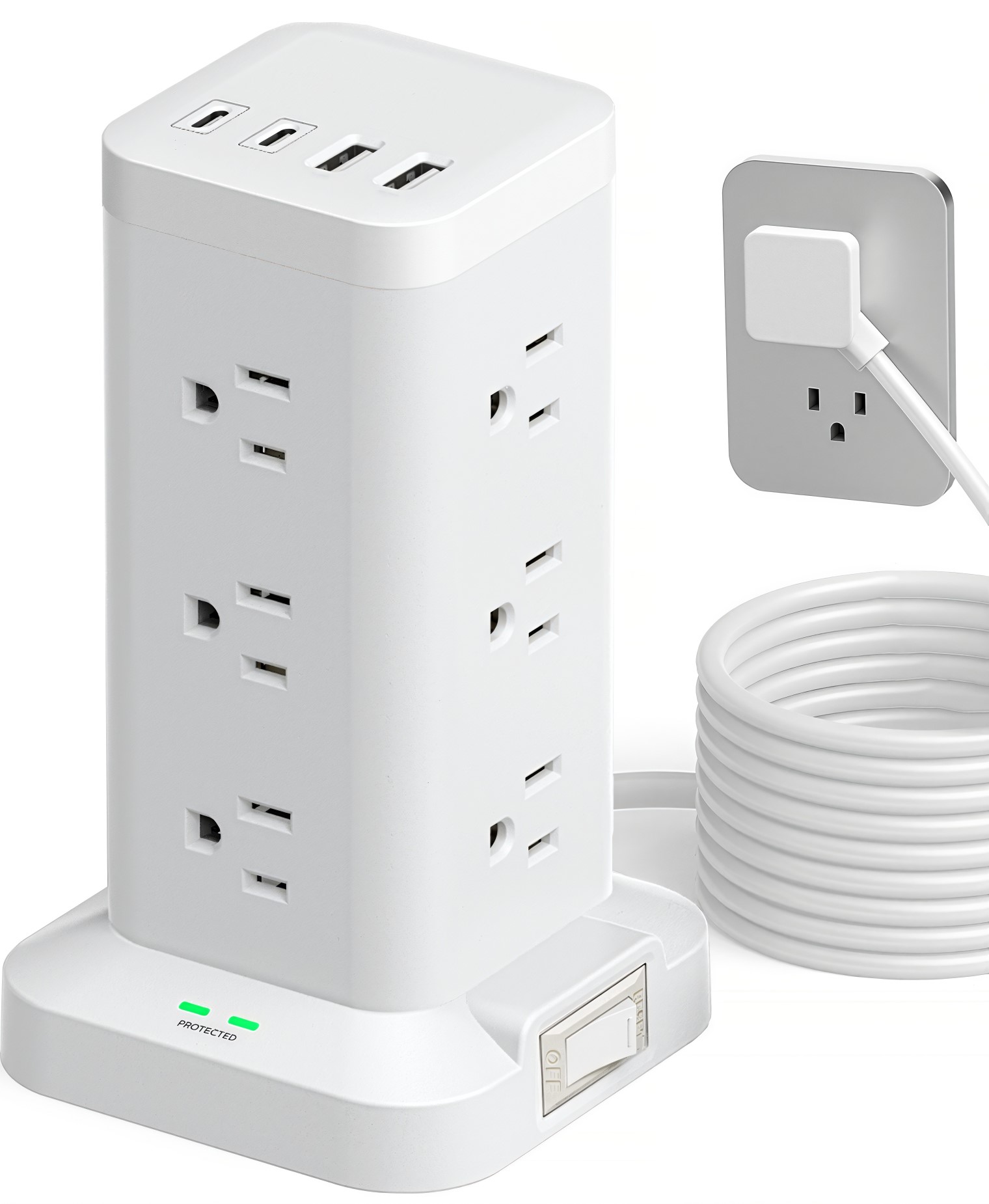 GE Pro 6-Grounded Outlet Surge Protector, 2ft., White - 40532 - Walmart.com
