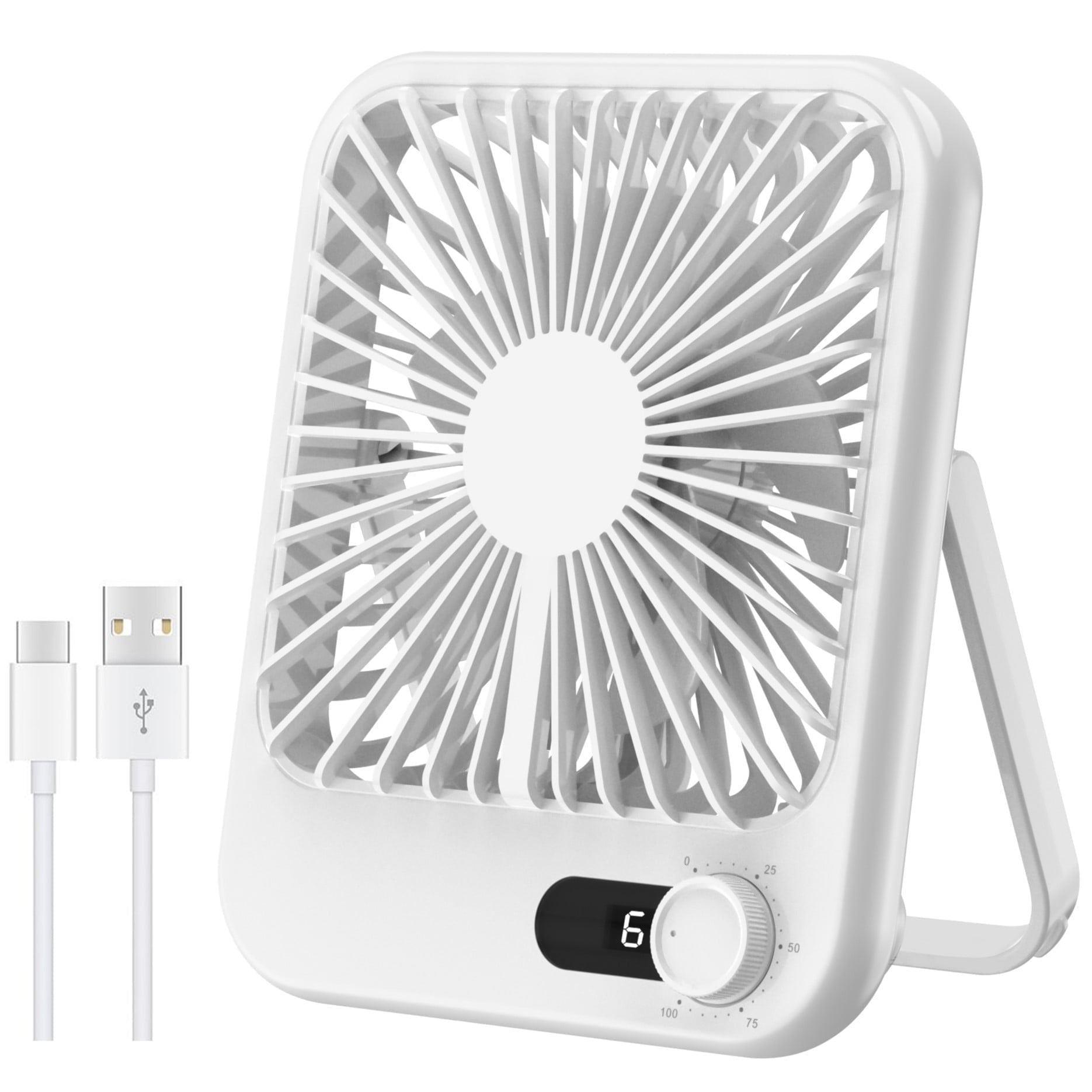 Aioneus USB Small Desk Fan, 100-Speed Portable Table Fan with LED ...