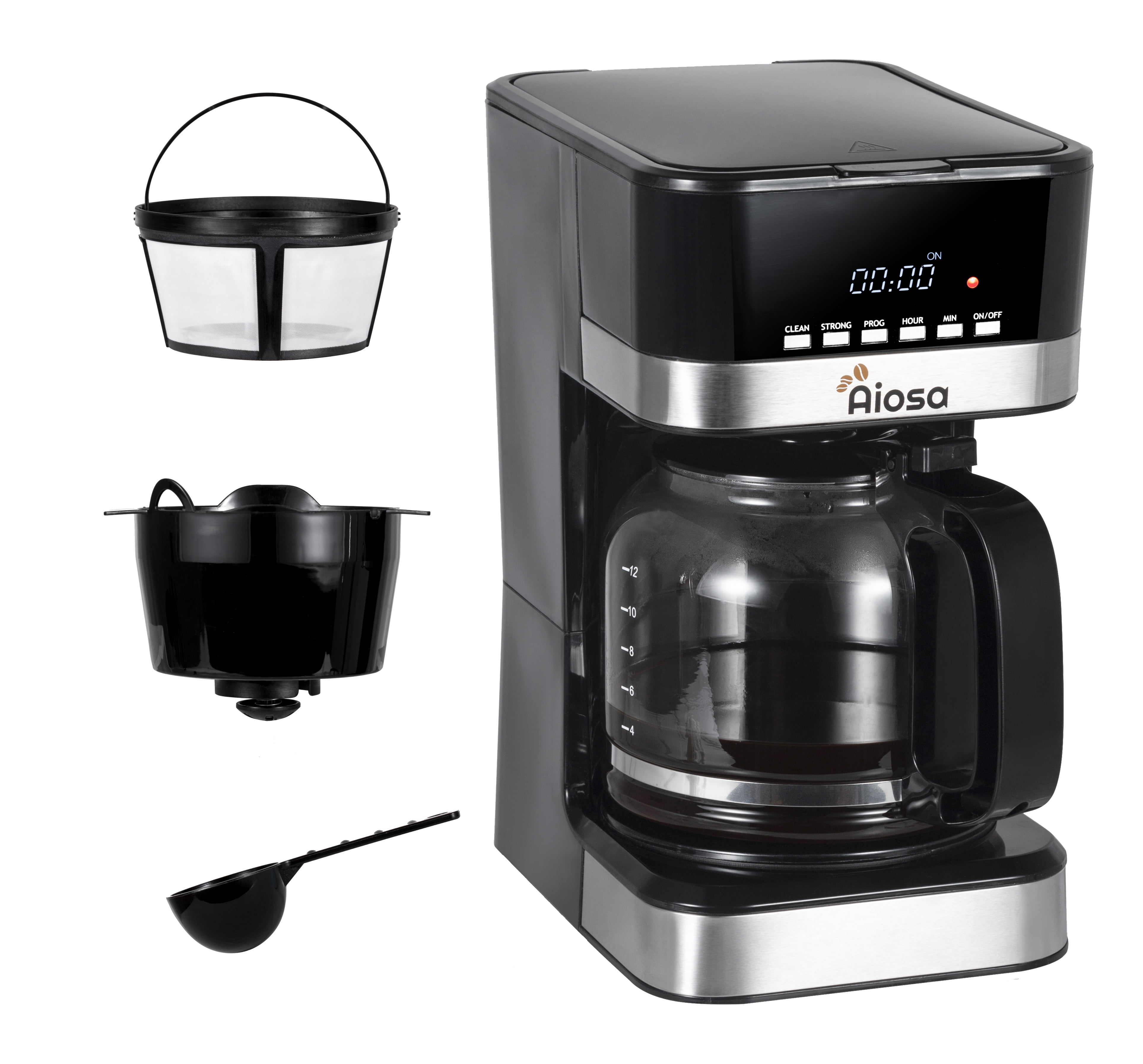 Aiosa 4-12 Cups Coffee Maker,12 Cup Programmable Coffee Maker,Drip ...