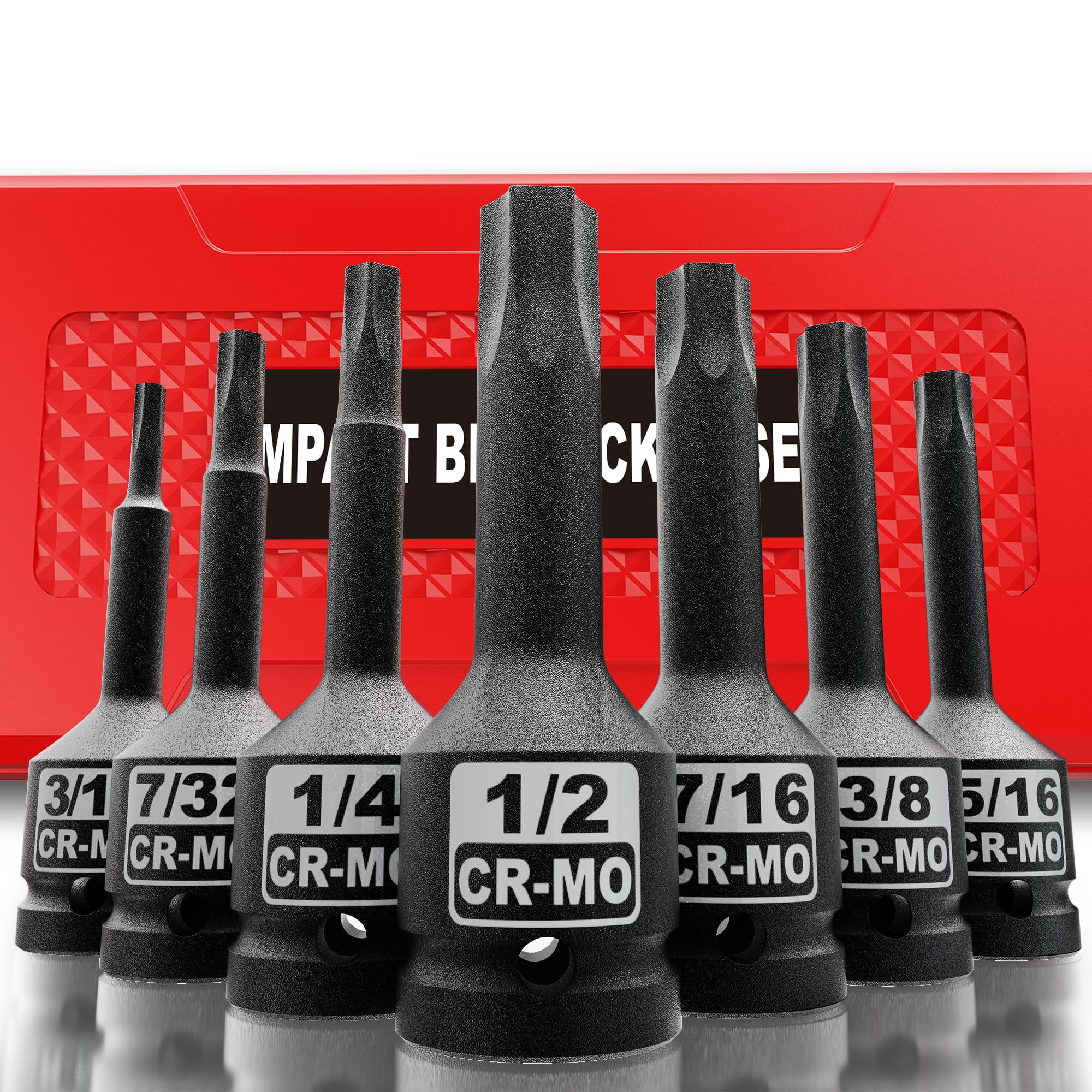 Aiourx 3/8" Drive Master Impact Hex Bit Socket Set, SAE, 7 Piece 3/8 ...