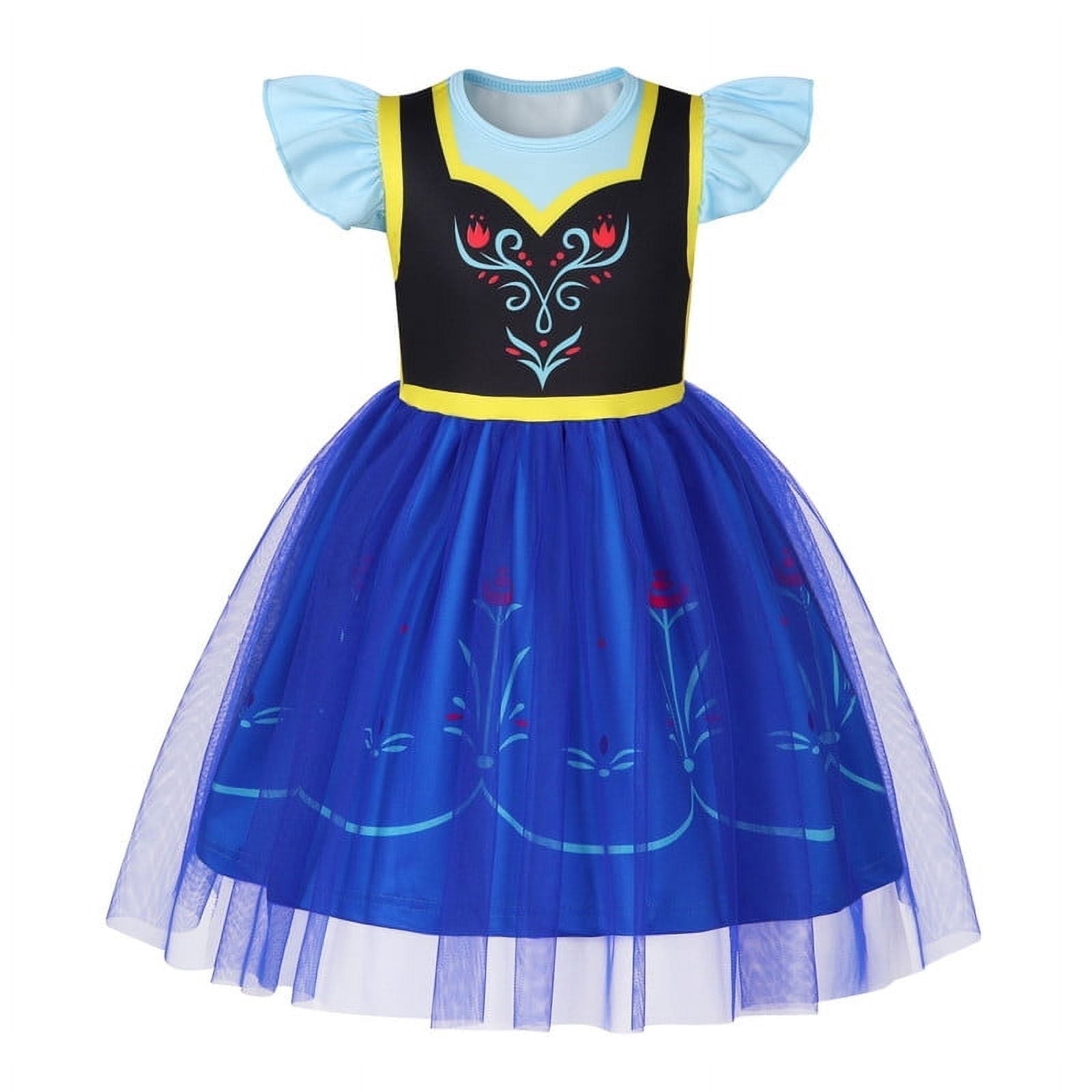 Aipartys Girls Princess Costume Dress Toddler Kids Short Flutter Sleeve ...