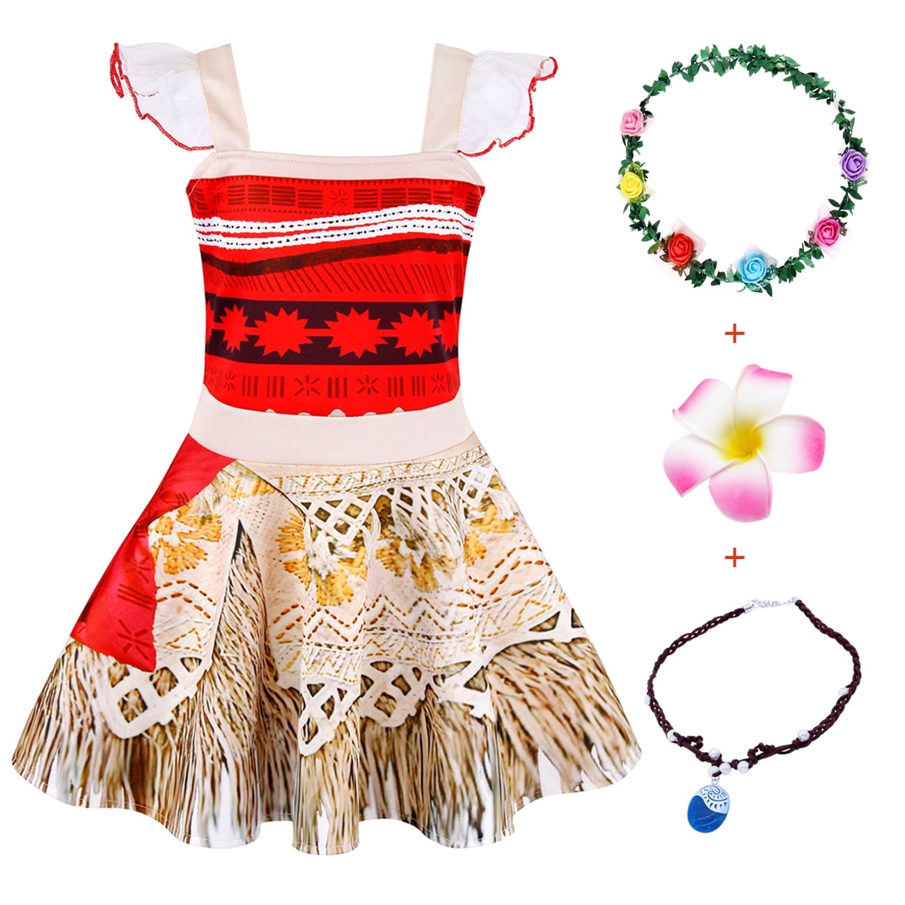 Aipartys Moana Princess Dress for Little Girls Ocean Adventure Costume ...