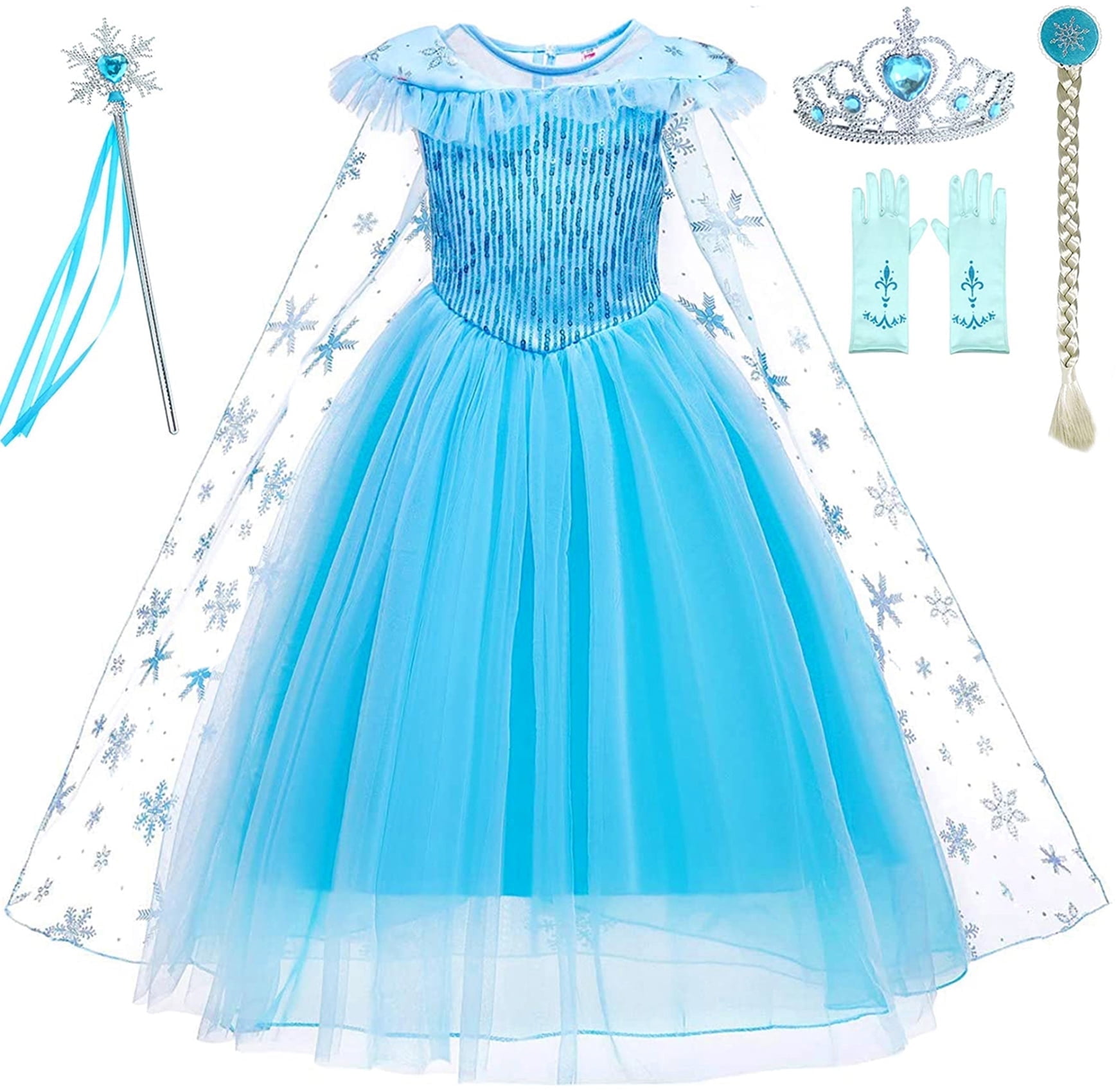 Aipartys Princess Elsa Dress for Girls Princess Costume Party Dress Up ...