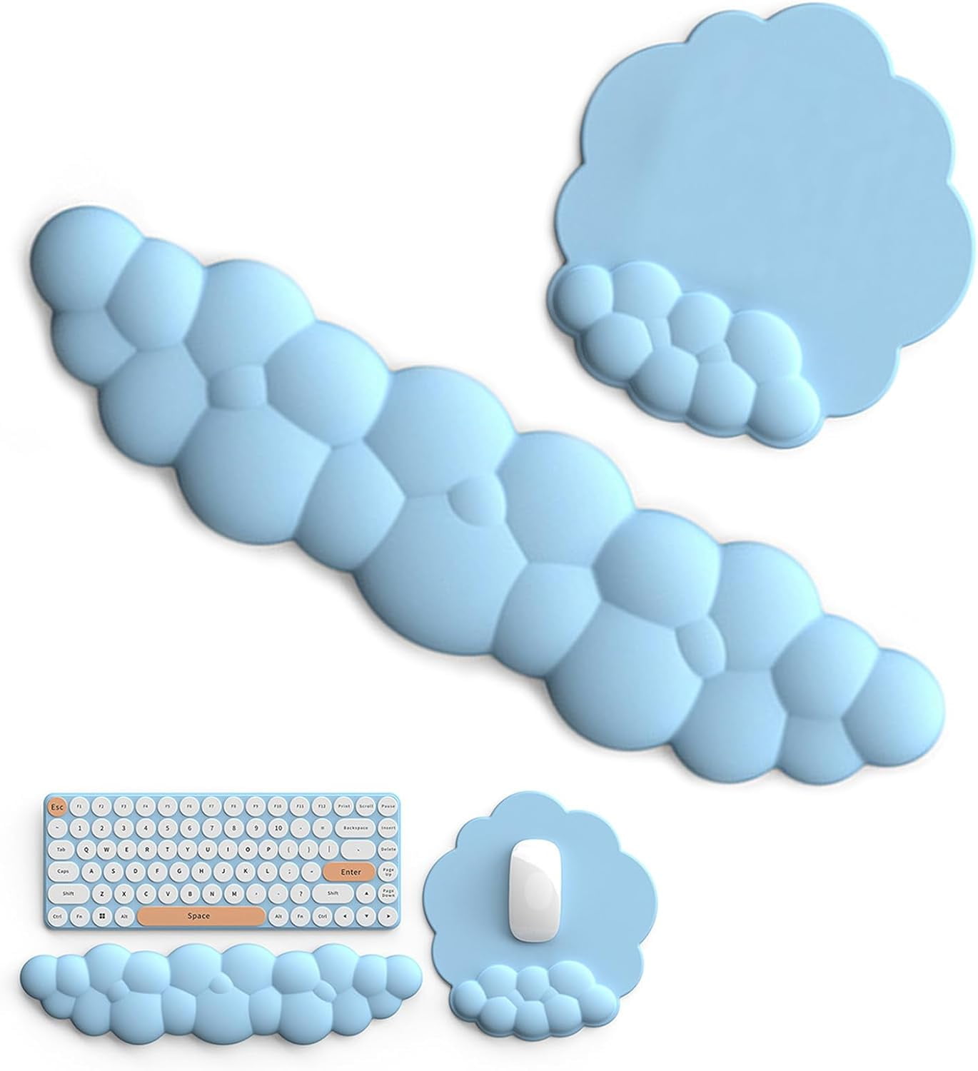 Aippl Keyboard Cloud Wrist Rest, Blue Keyboard Memory Foam Wrist Guard ...