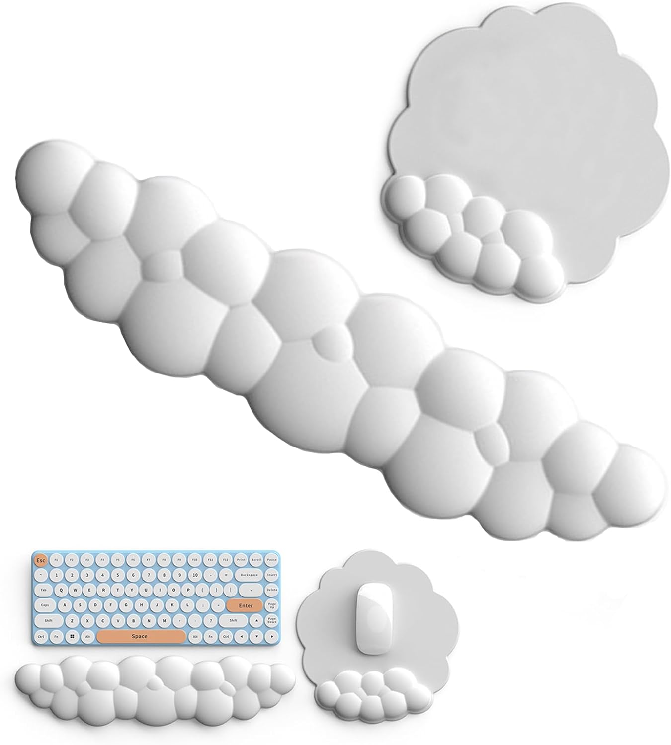 Aippl Keyboard Cloud Wrist Rest, White Keyboard Memory Foam Wrist Guard ...